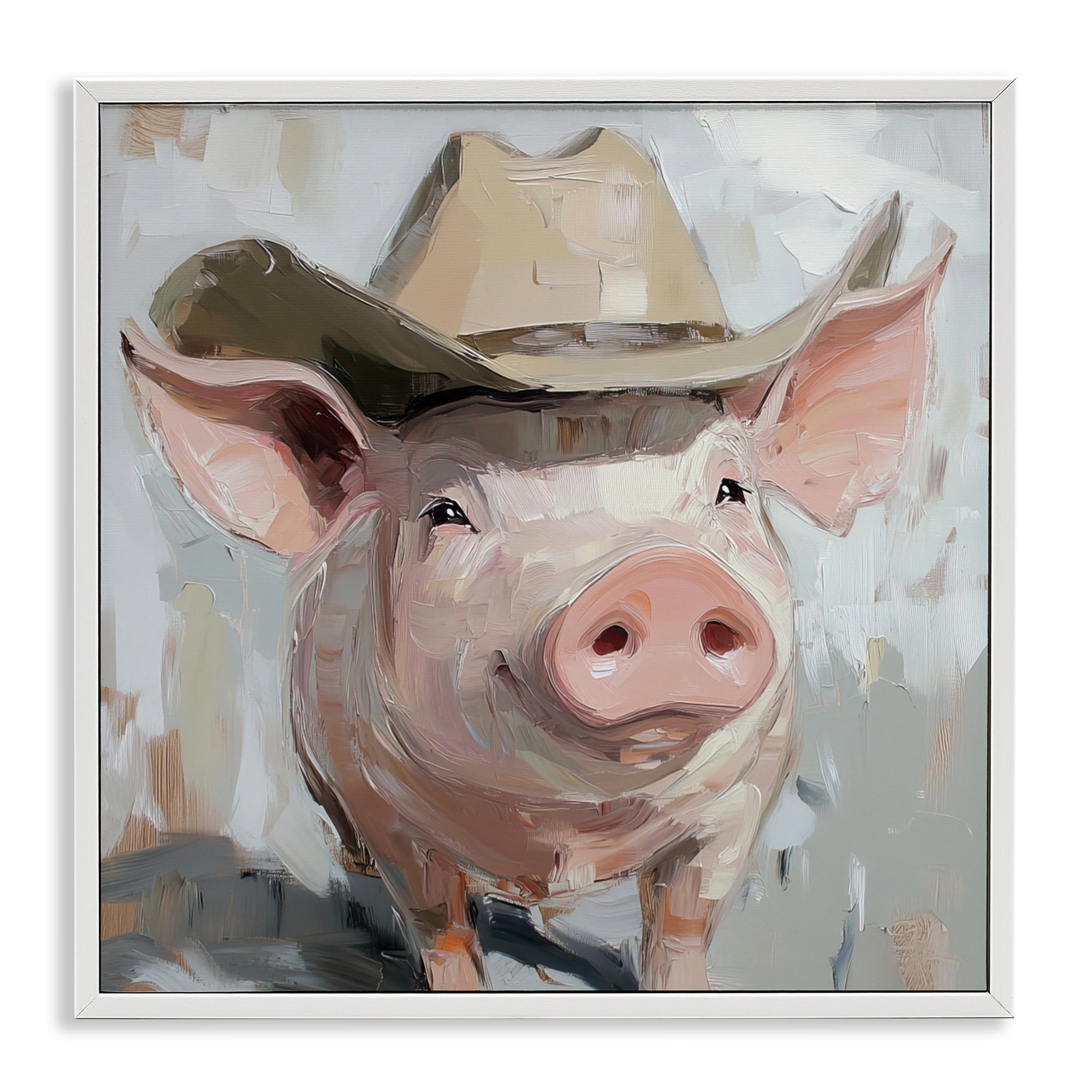 Stupell Industries Cowboy Chester Pig White Framed Giclee Art, design ...