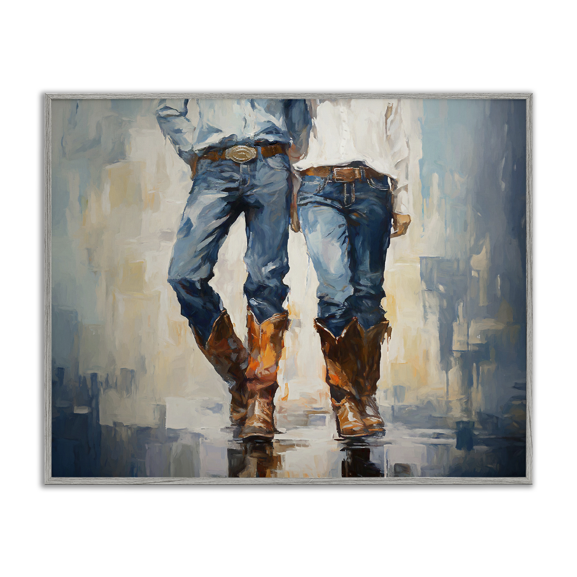 Stupell Industries Cowboy & Cowgirl Couple Novelty Painting Gray Framed ...