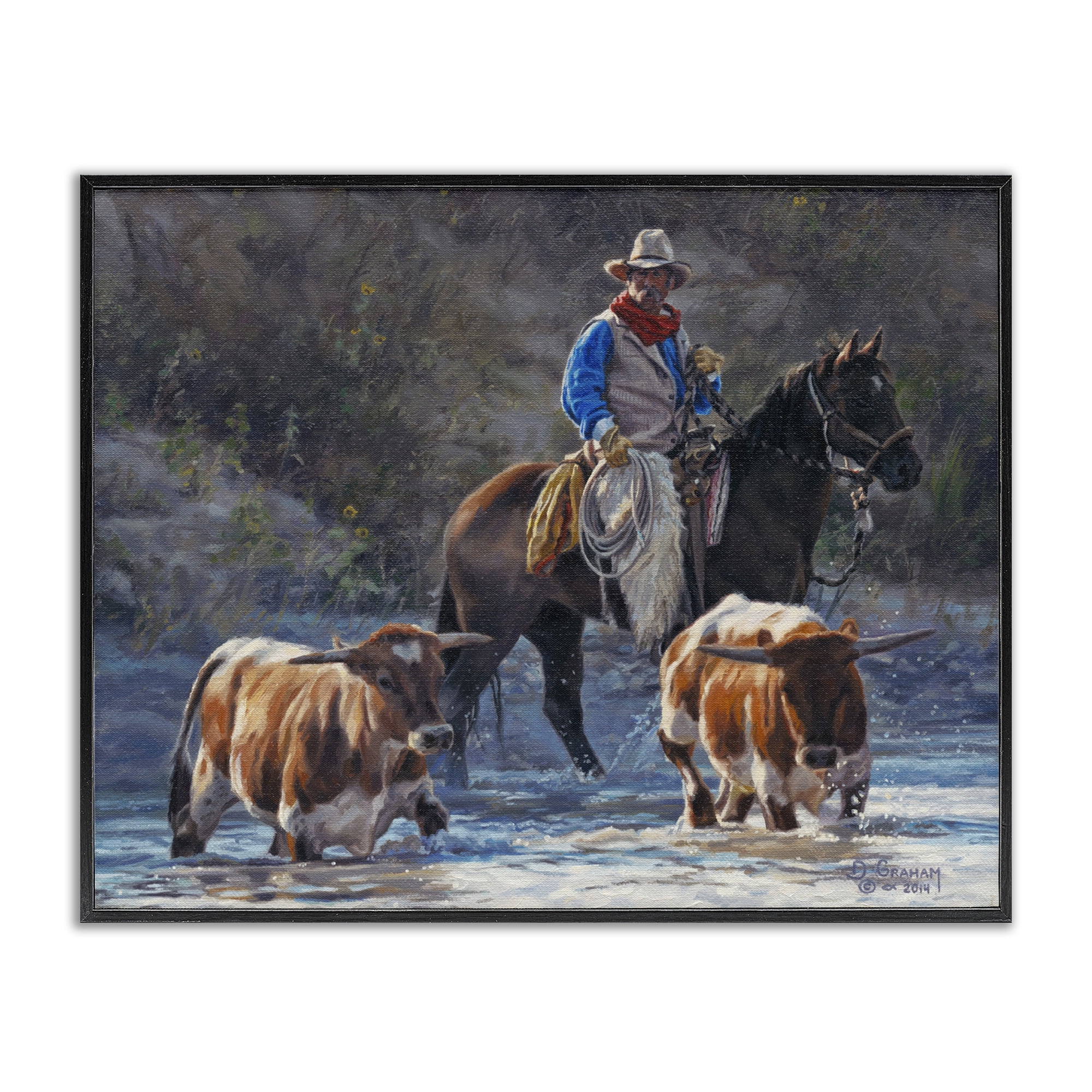 Stupell Industries Cowboy Crossing River Animals & Insects Painting ...