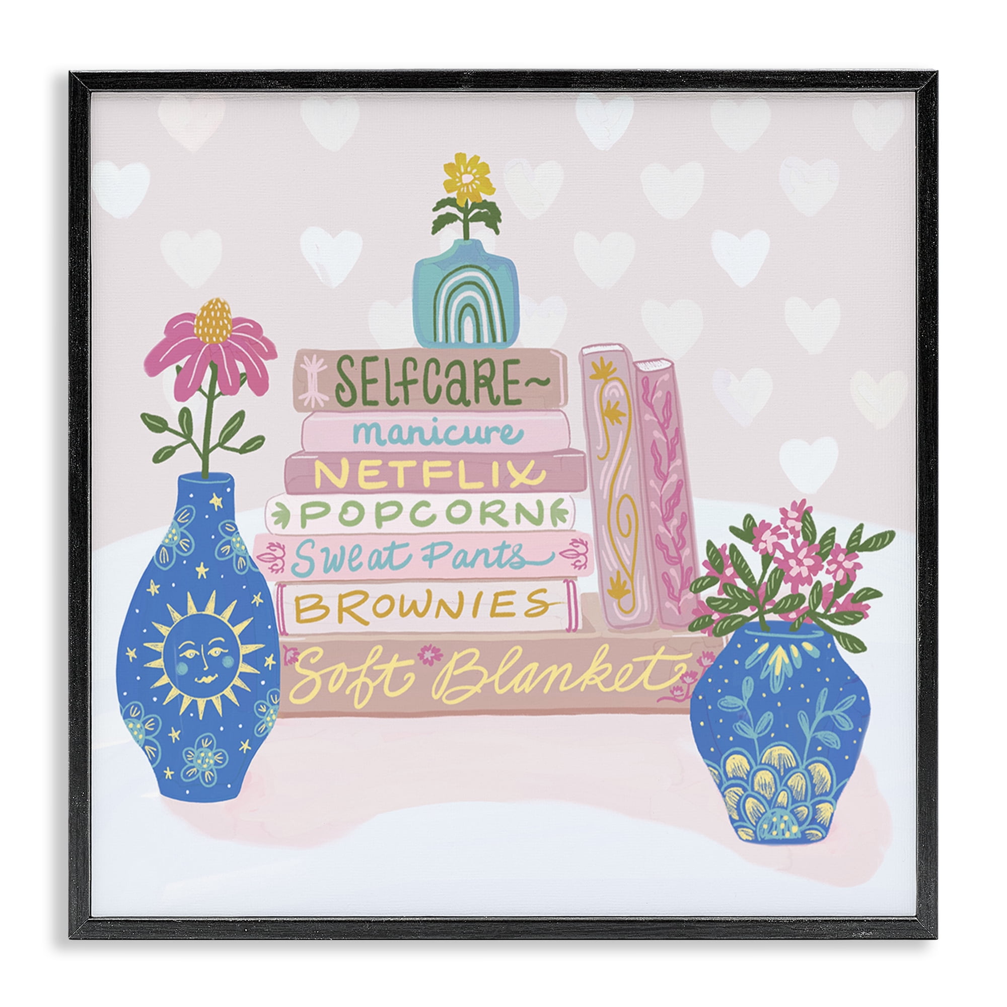 Stupell Industries Cozy Boho Self Care Books Black Framed Giclee Art ...