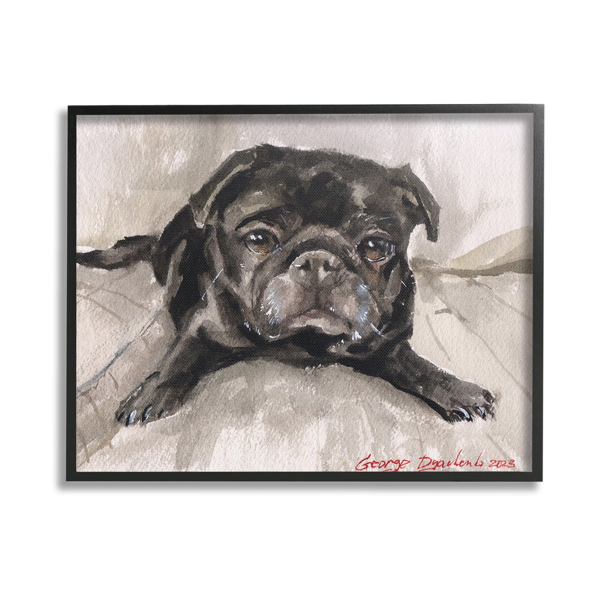 Stupell Industries Cozy Pug Relaxing Animals & Insects Painting Black ...
