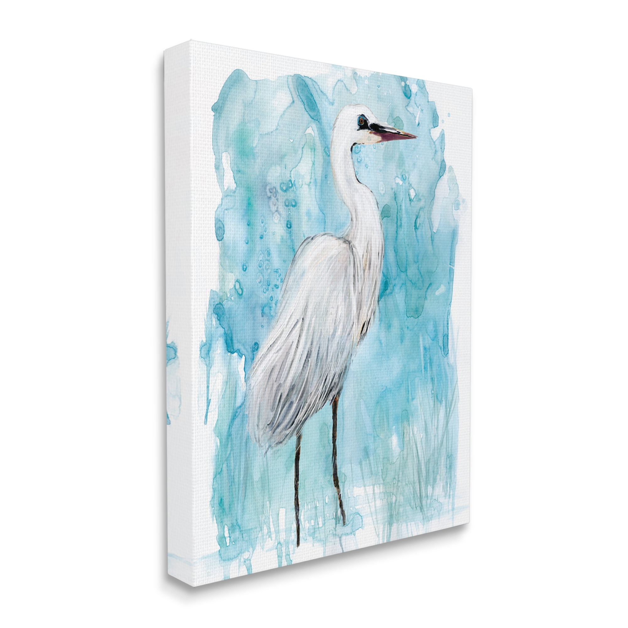 Stupell Industries Crane Bird Still Life Abstract Blue Water Marsh ...