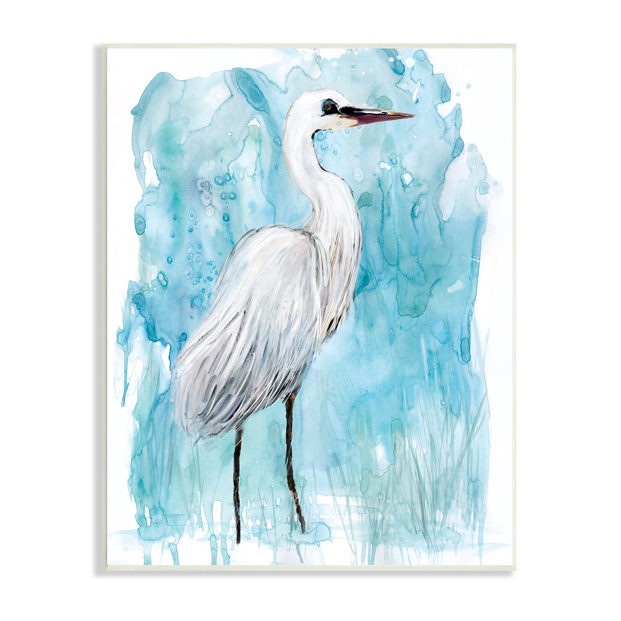Stupell Industries Crane Bird Abstract Blue Water Marsh Animals ...