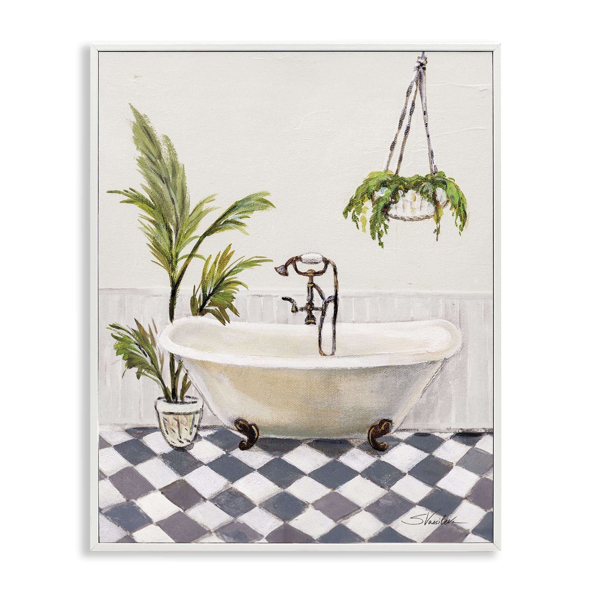 Stupell Industries Crisp Cottage Bathroom Bath & Laundry Painting White ...