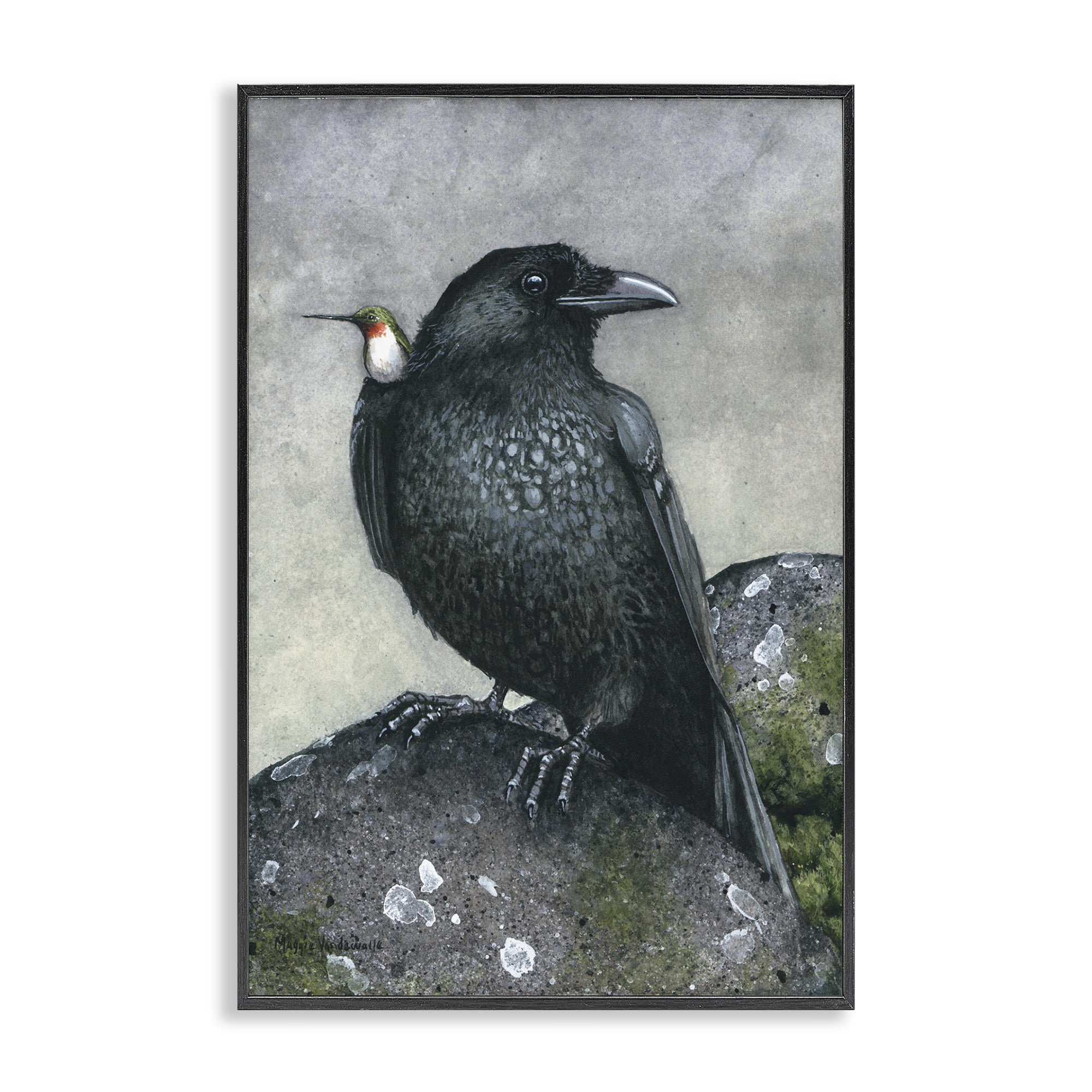 Free Shipping! Stupell Industries Crow & Hummingbird Bird Giclee Framed ...