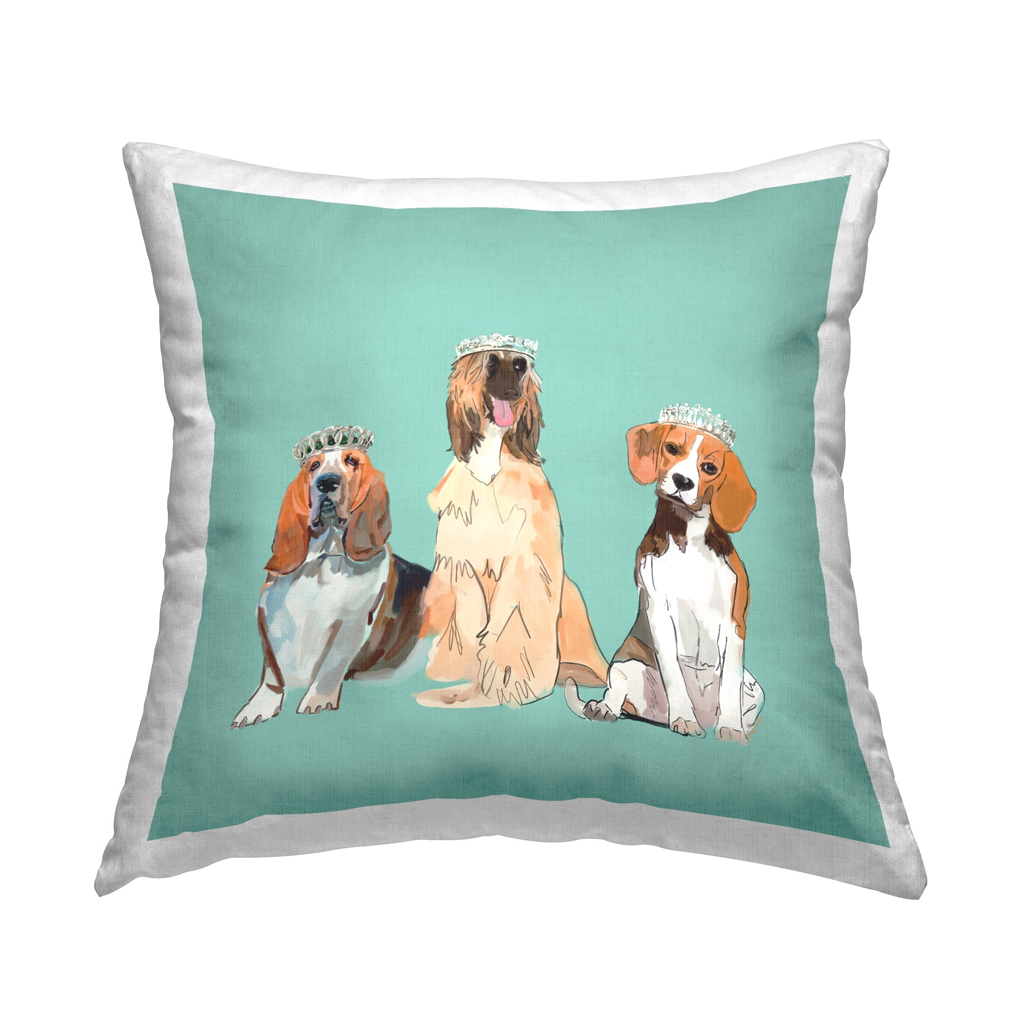 Stupell Industries Crowned Dog Trio Decorative Printed Throw Pillow ...