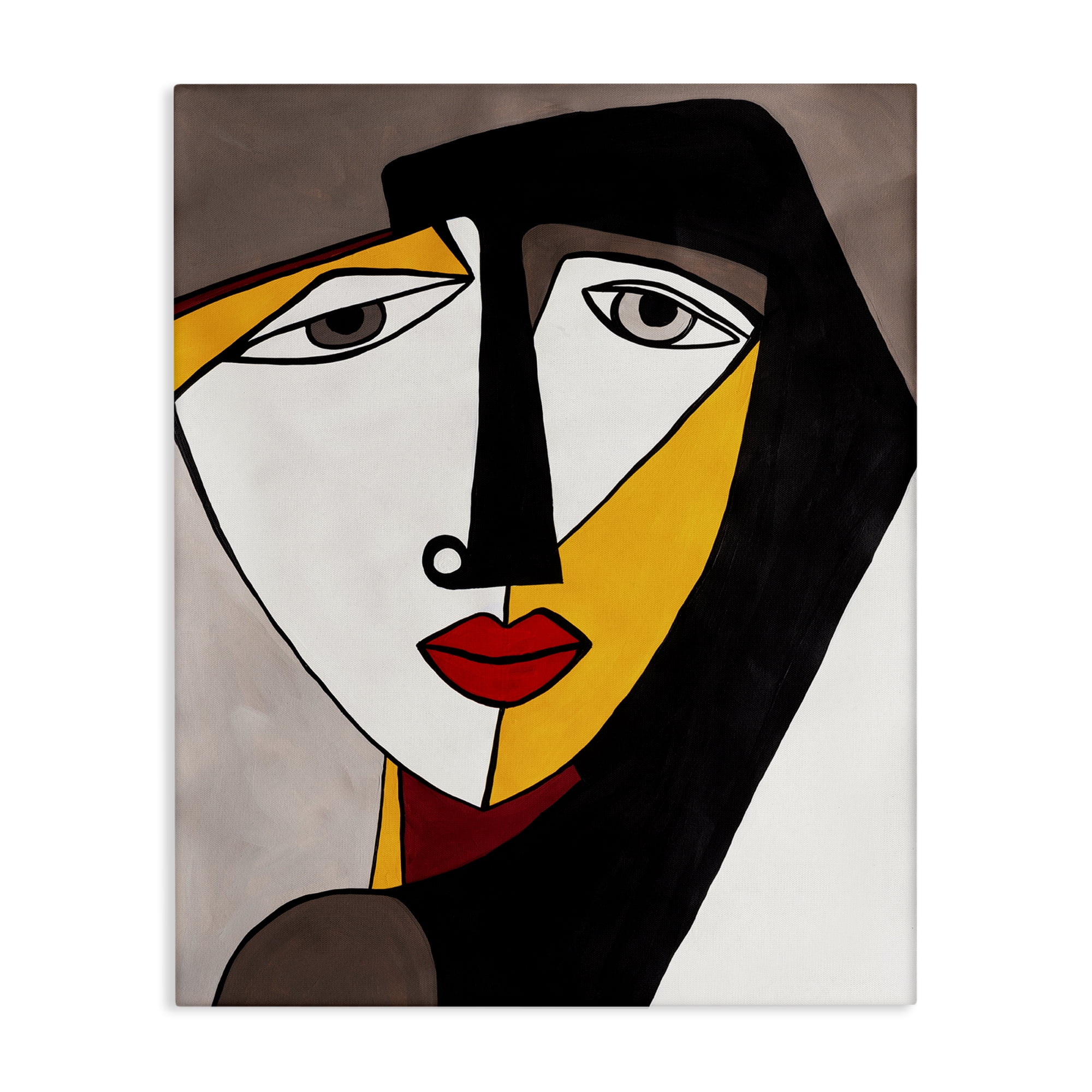 Stupell Industries Cubism Female Face People Painting Wrapped Canvas ...