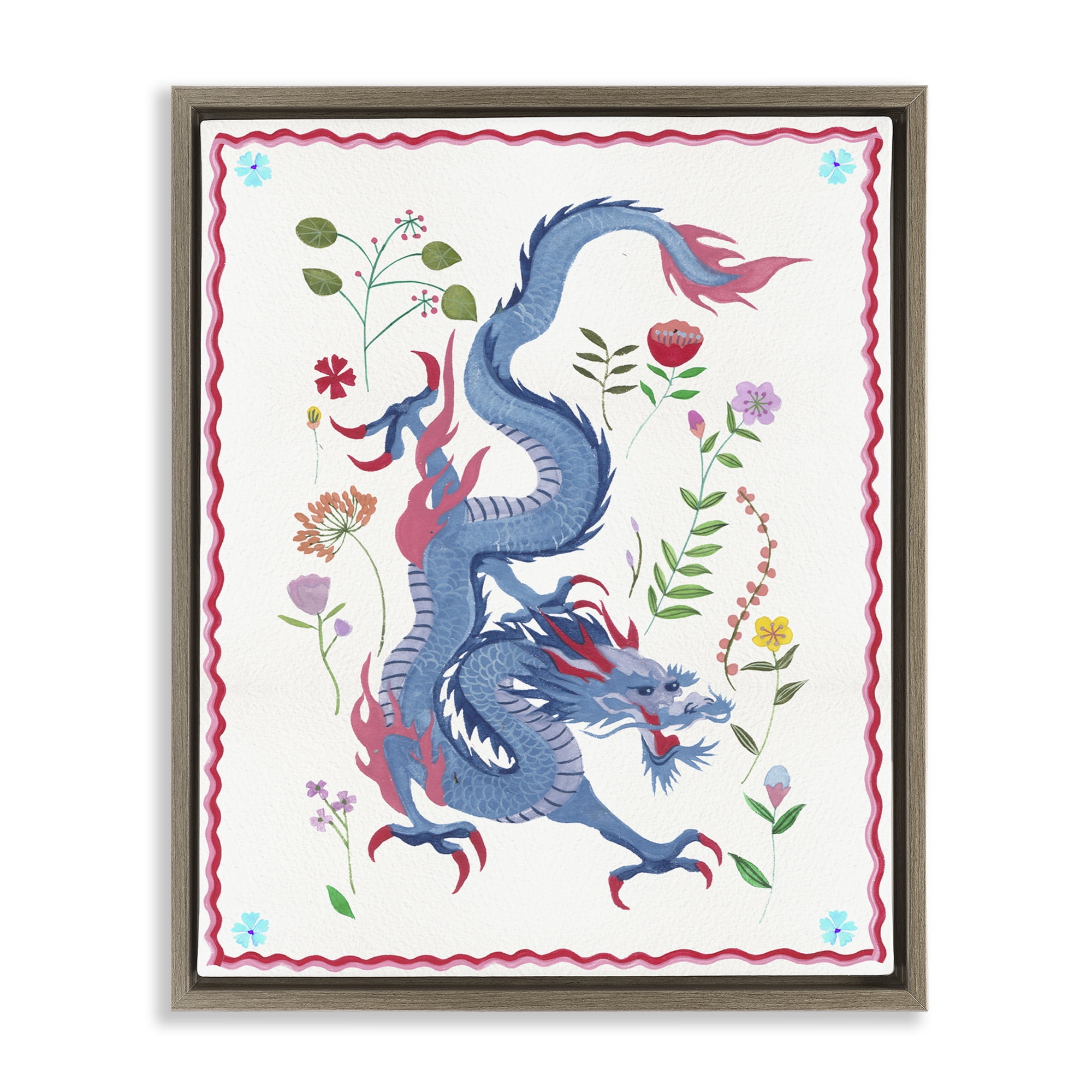 Stupell Industries Cultural Dragon & Plants Fantasy & Sci-Fi Painting ...