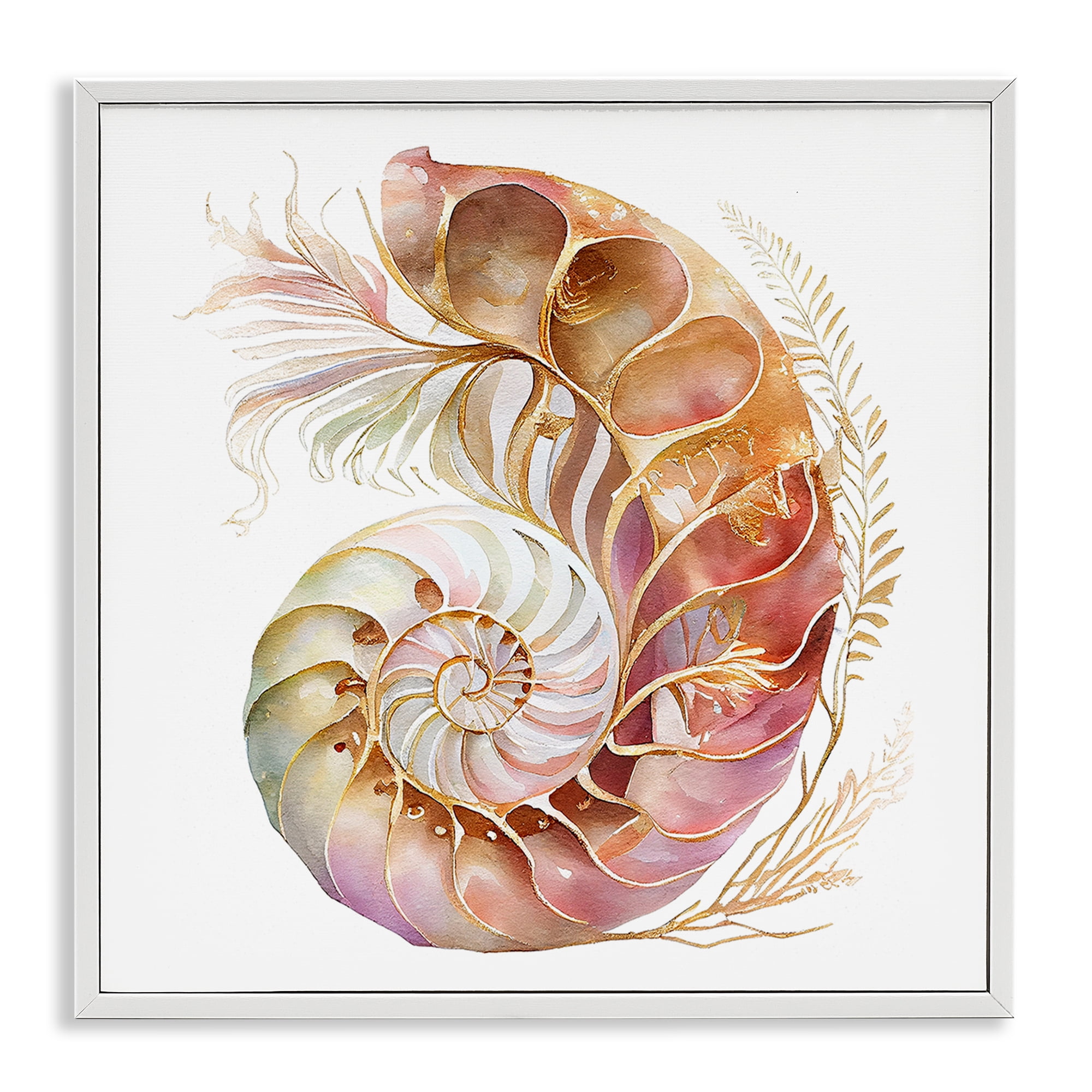 Stupell Industries Curled Nautilus Pattern Nautical & Beach Painting ...