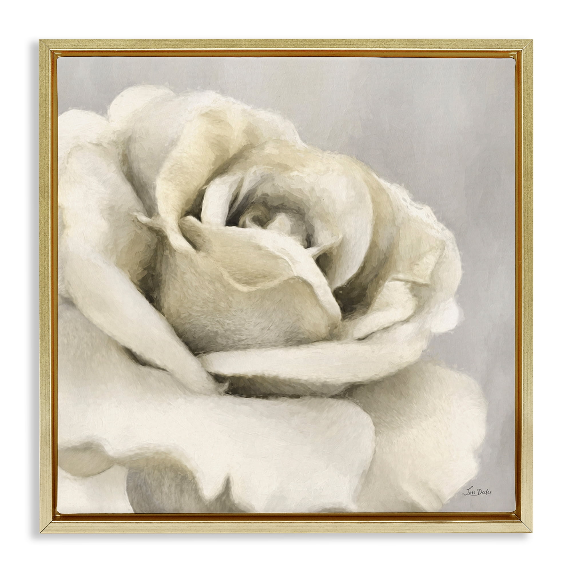 Stupell Industries Curling Rose Petals Botanical & Floral Painting Gold ...