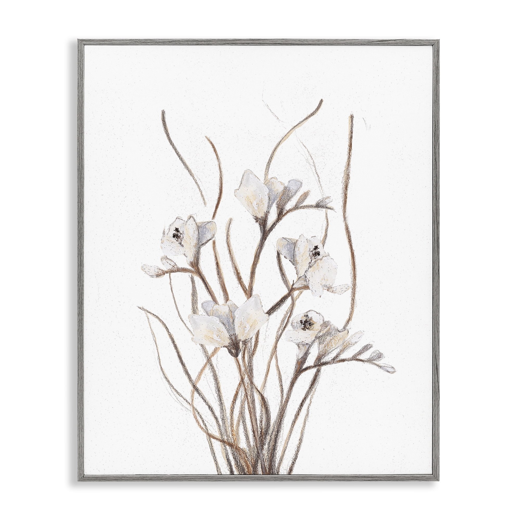Stupell Industries Curly Branches on White Gray Framed Giclee Art ...