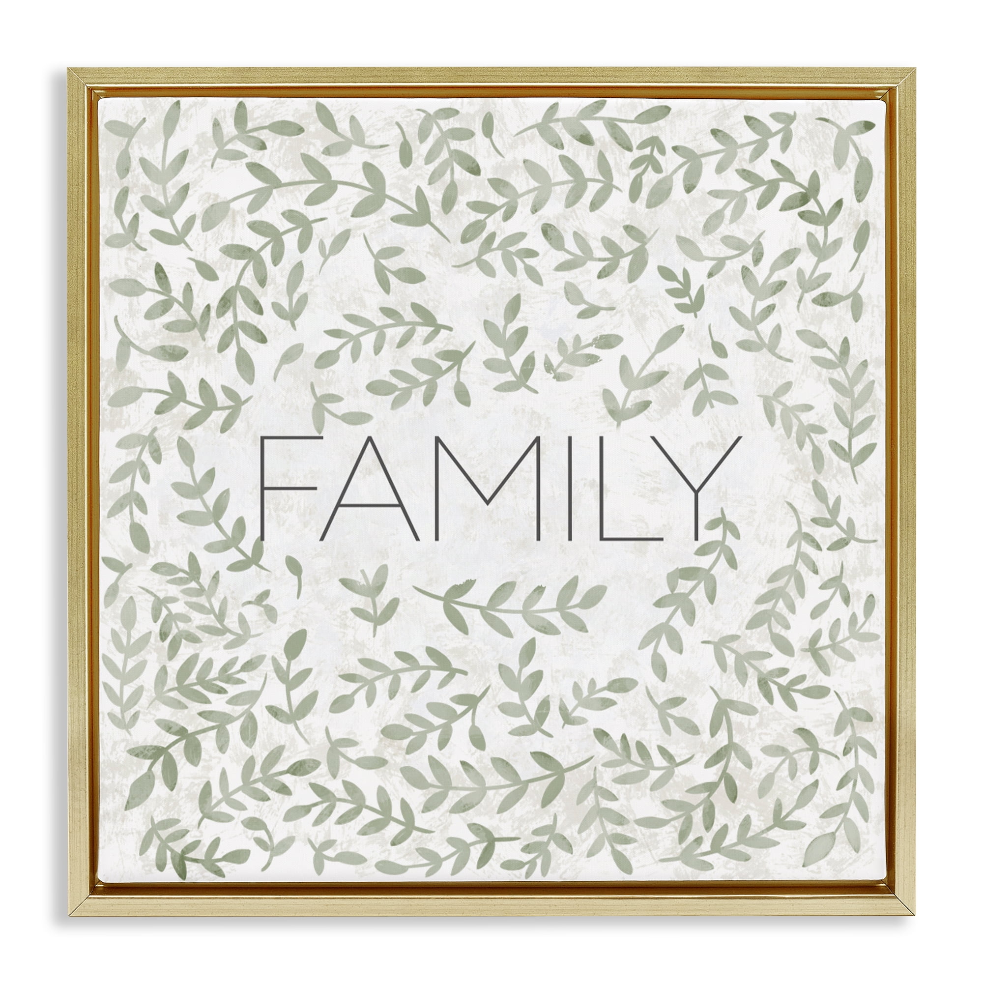 Stupell Industries Curved Ivy Sprigs Family Gold Framed Floater Canvas ...