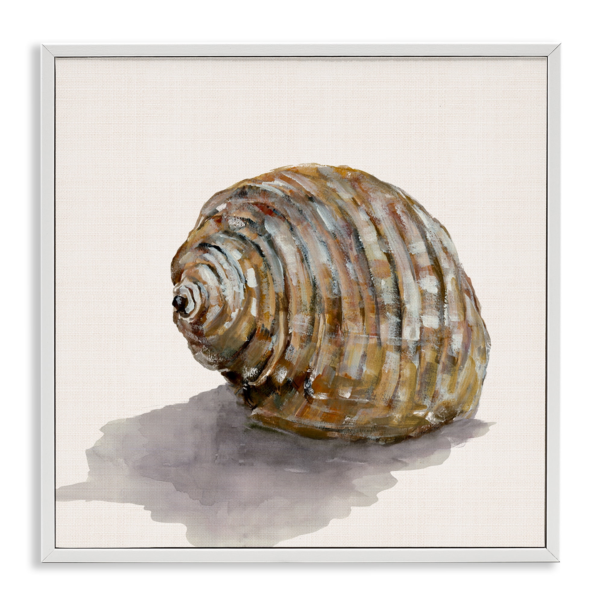 Stupell Industries Curved Seashell on Beige Nautical & Beach Painting ...