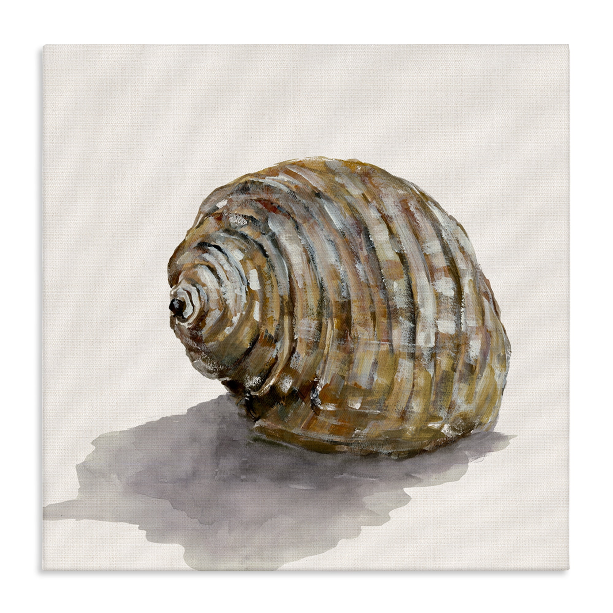 Stupell Industries Curved Seashell on Beige Nautical & Beach Painting ...