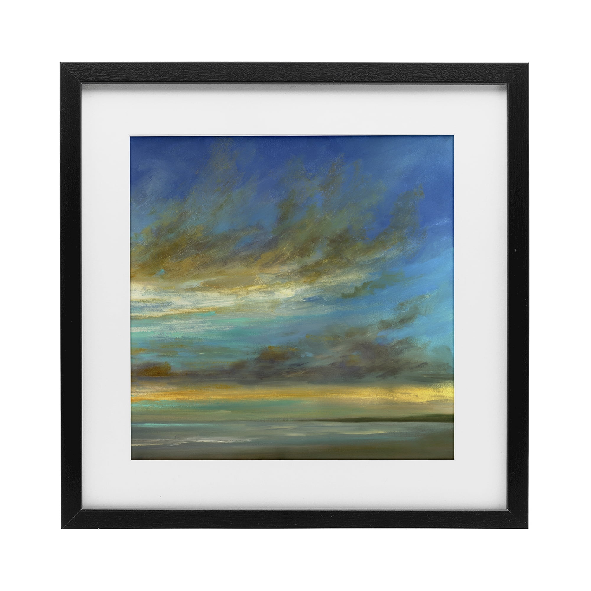 Stupell Industries Curved Sunlit Clouds Black Framed Print Under Glass ...