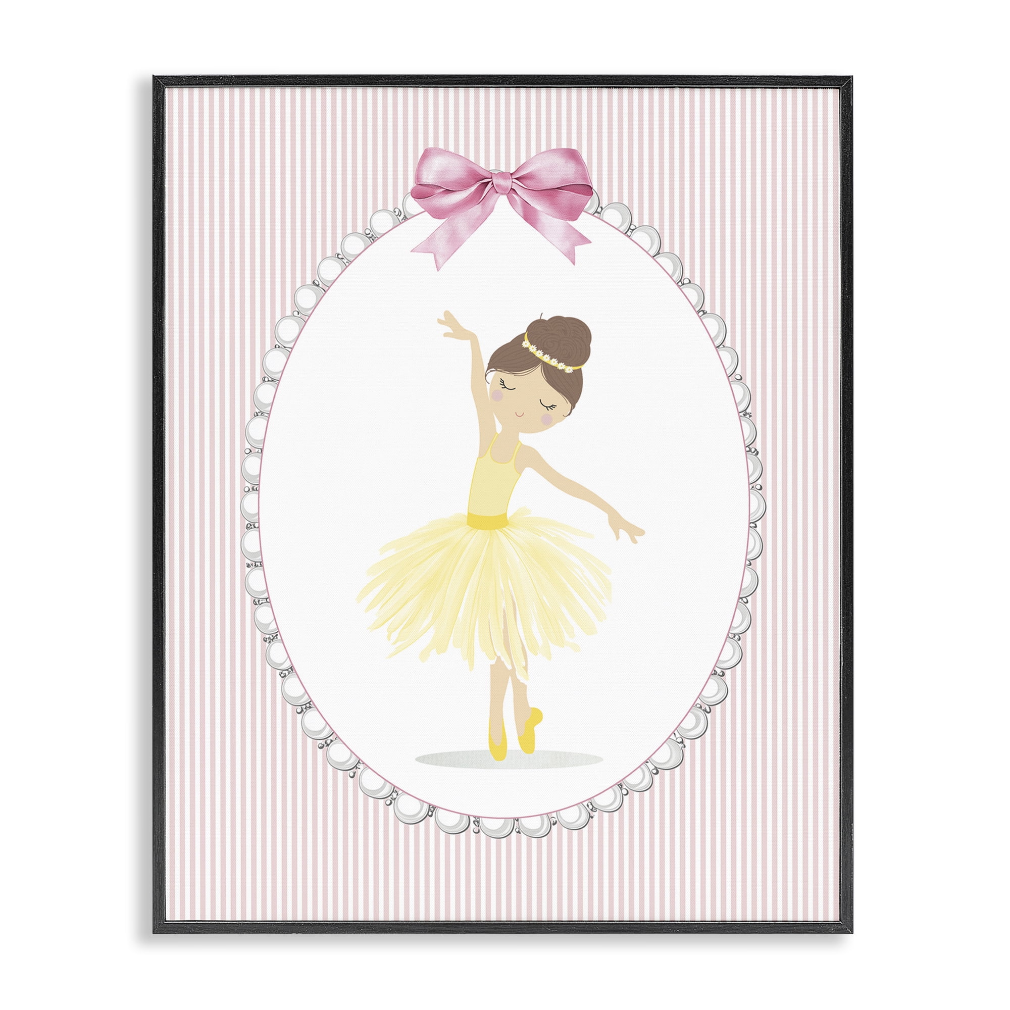 Stupell Industries Dainty Dance on Stripes Black Framed Giclee Art ...