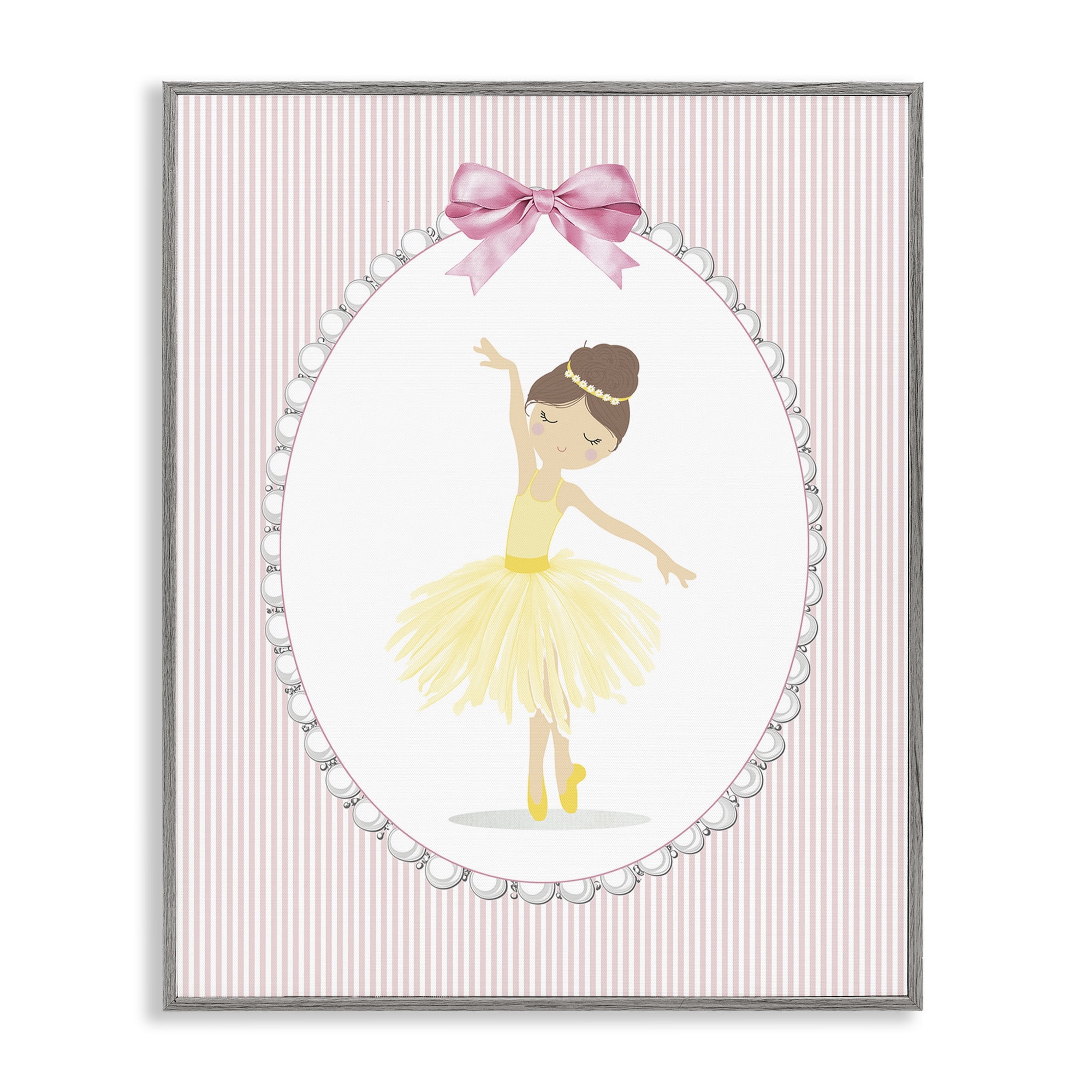 Stupell Industries Dainty Dance on Stripes Gray Framed Giclee Art ...
