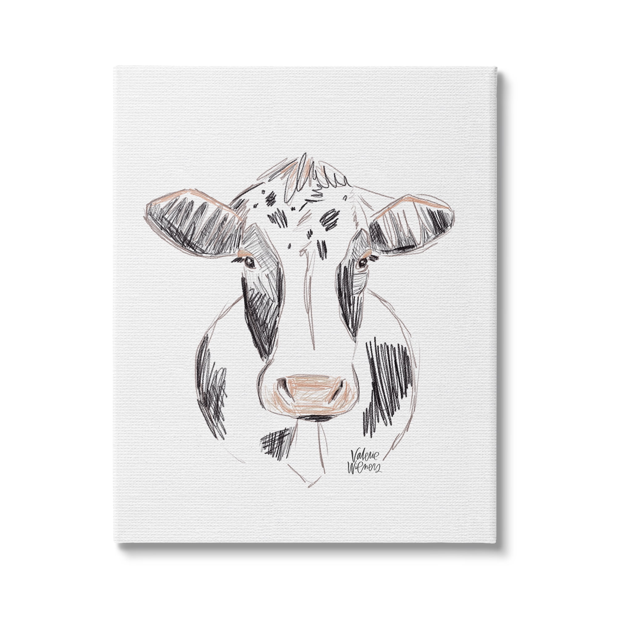 Stupell Industries Dairy Cow Farm Animal Sketch Style Drawing Drawing ...
