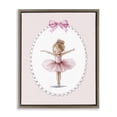 Stupell Industries Dancing Pink Ballerina Brown Framed Floater Canvas ...