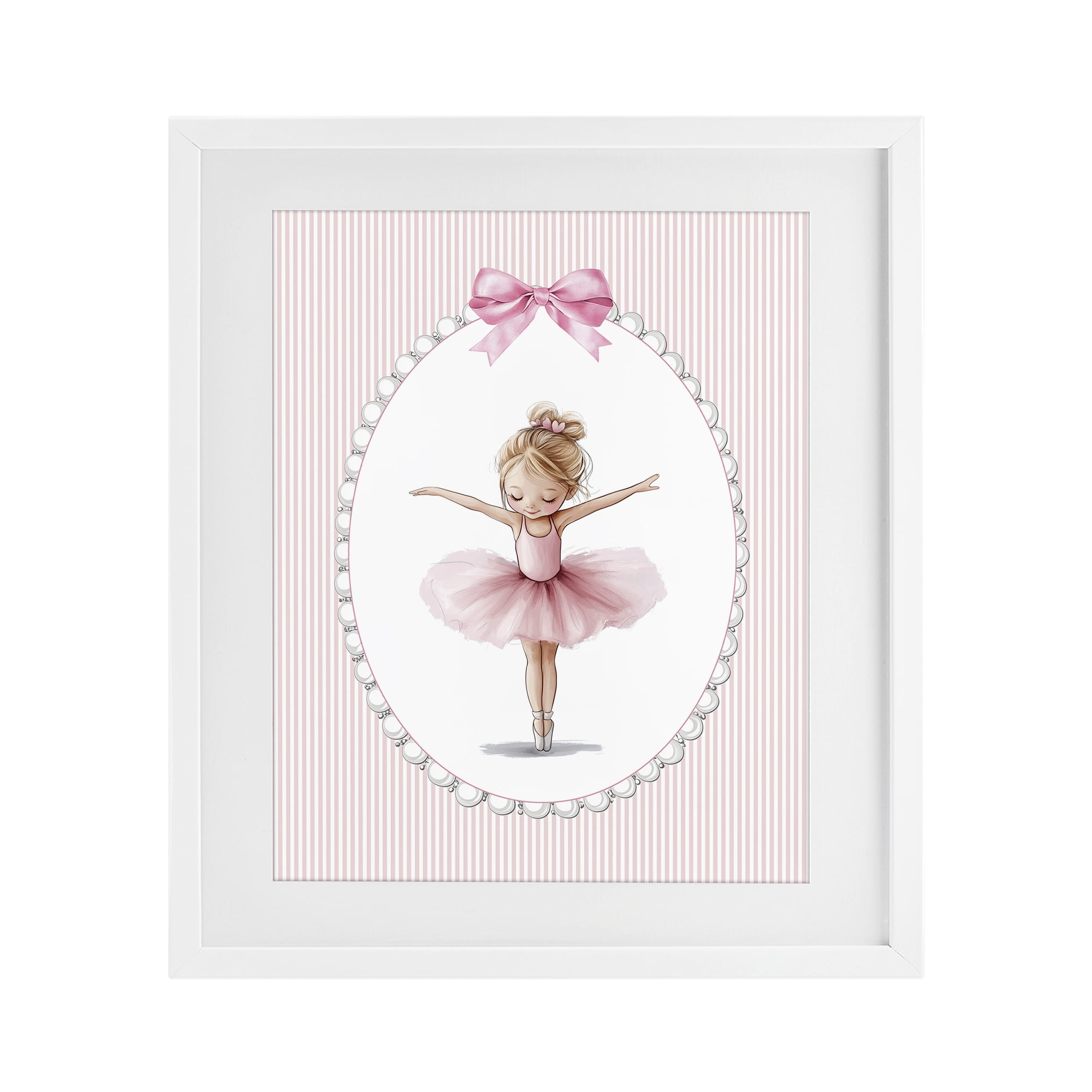 Stupell Industries Dancing Pink Ballerina White Framed Print Under ...