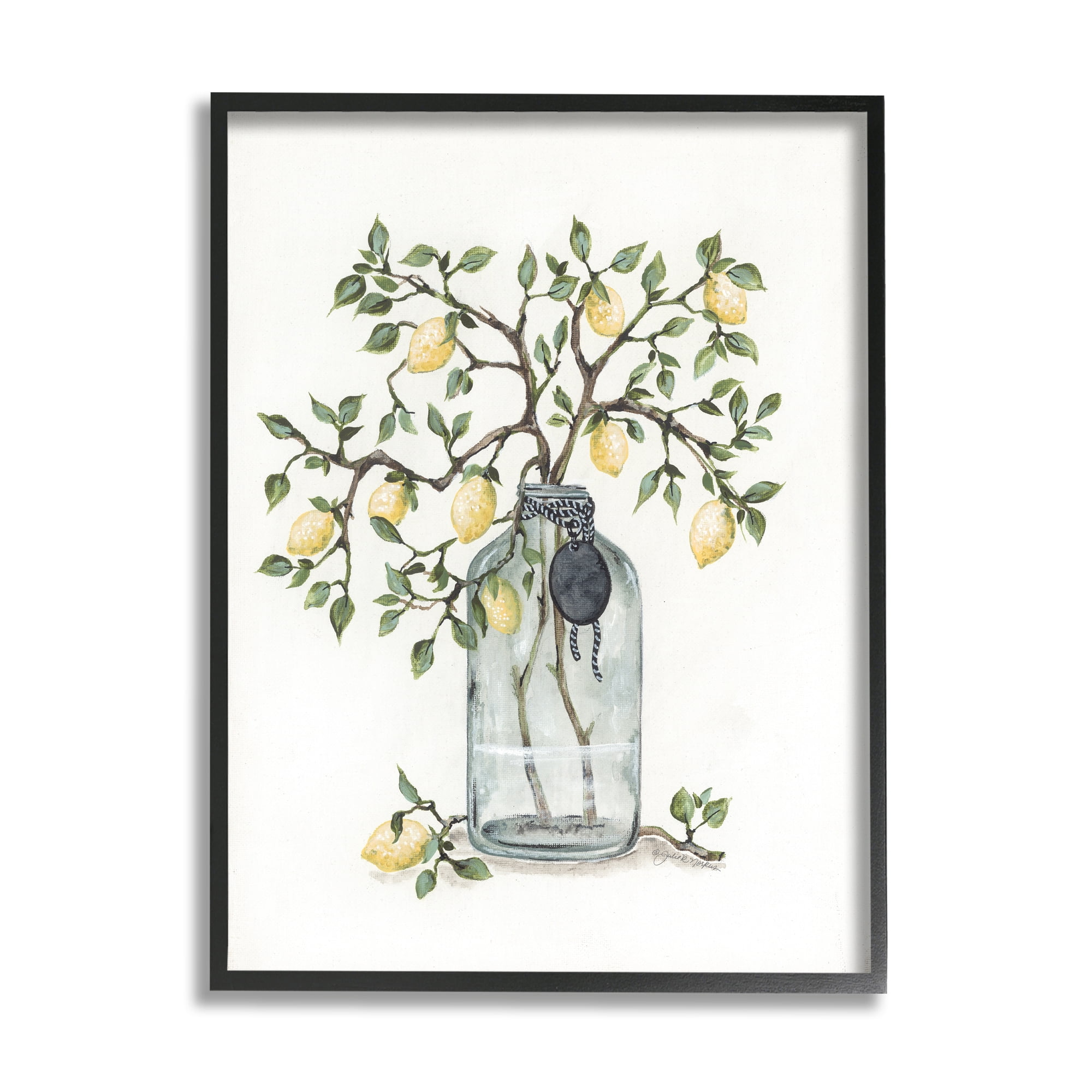 Stupell Industries Dangling Country Lemon Branches Decorated Glass Vase ...