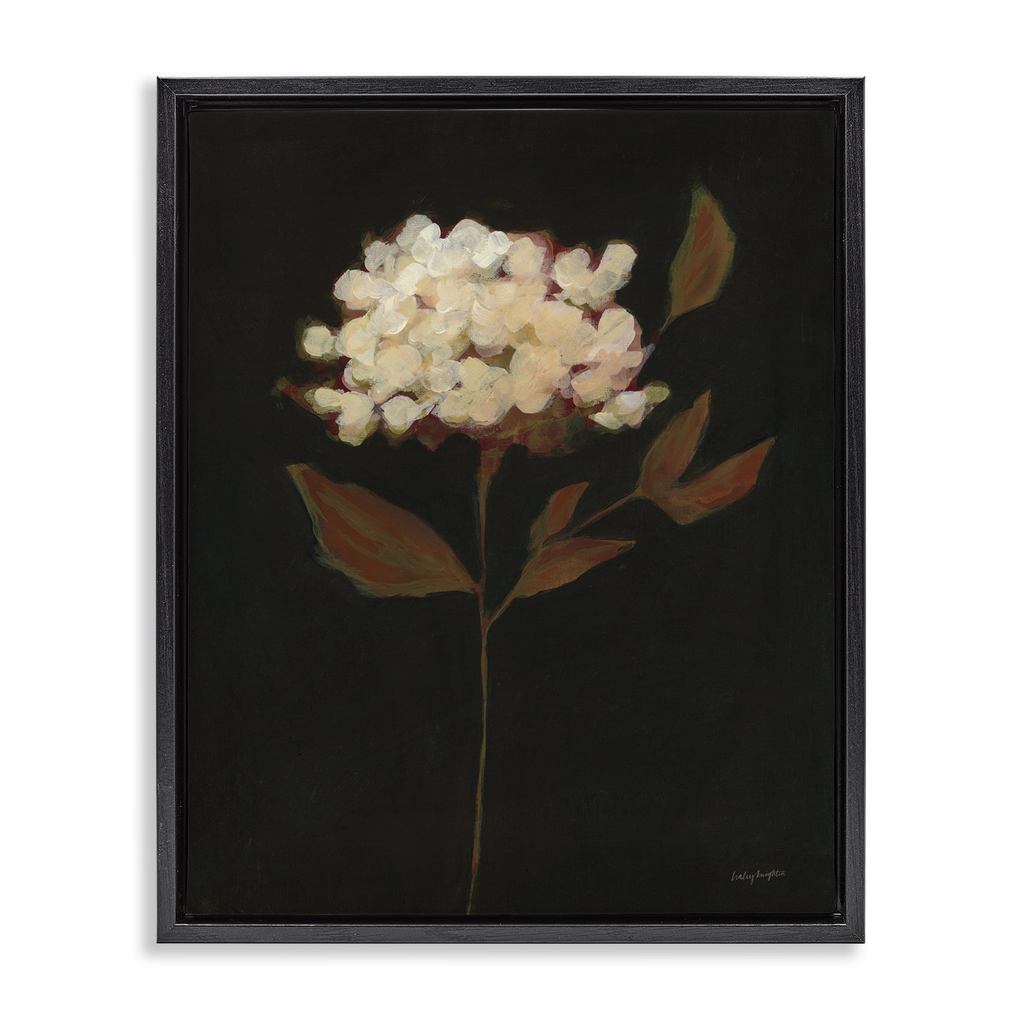 Stupell Industries Dark Fall Flower Botanical & Floral Painting Black ...