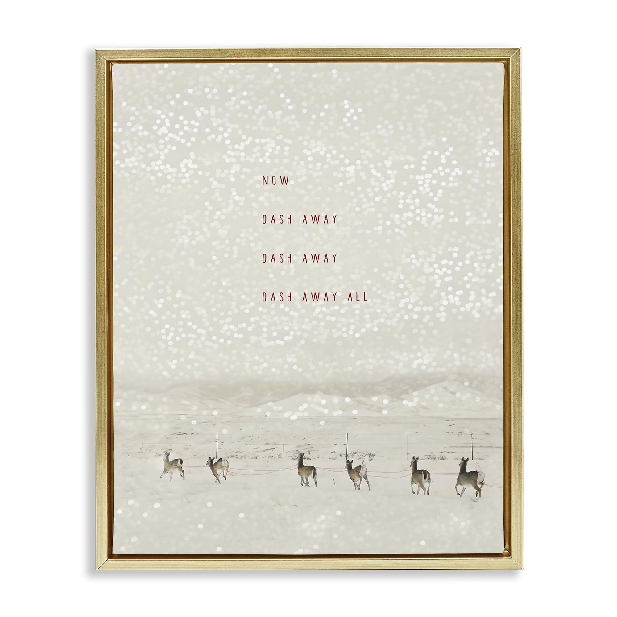 Stupell Industries Dash Away Winter Poem Landscape Painting Gold ...