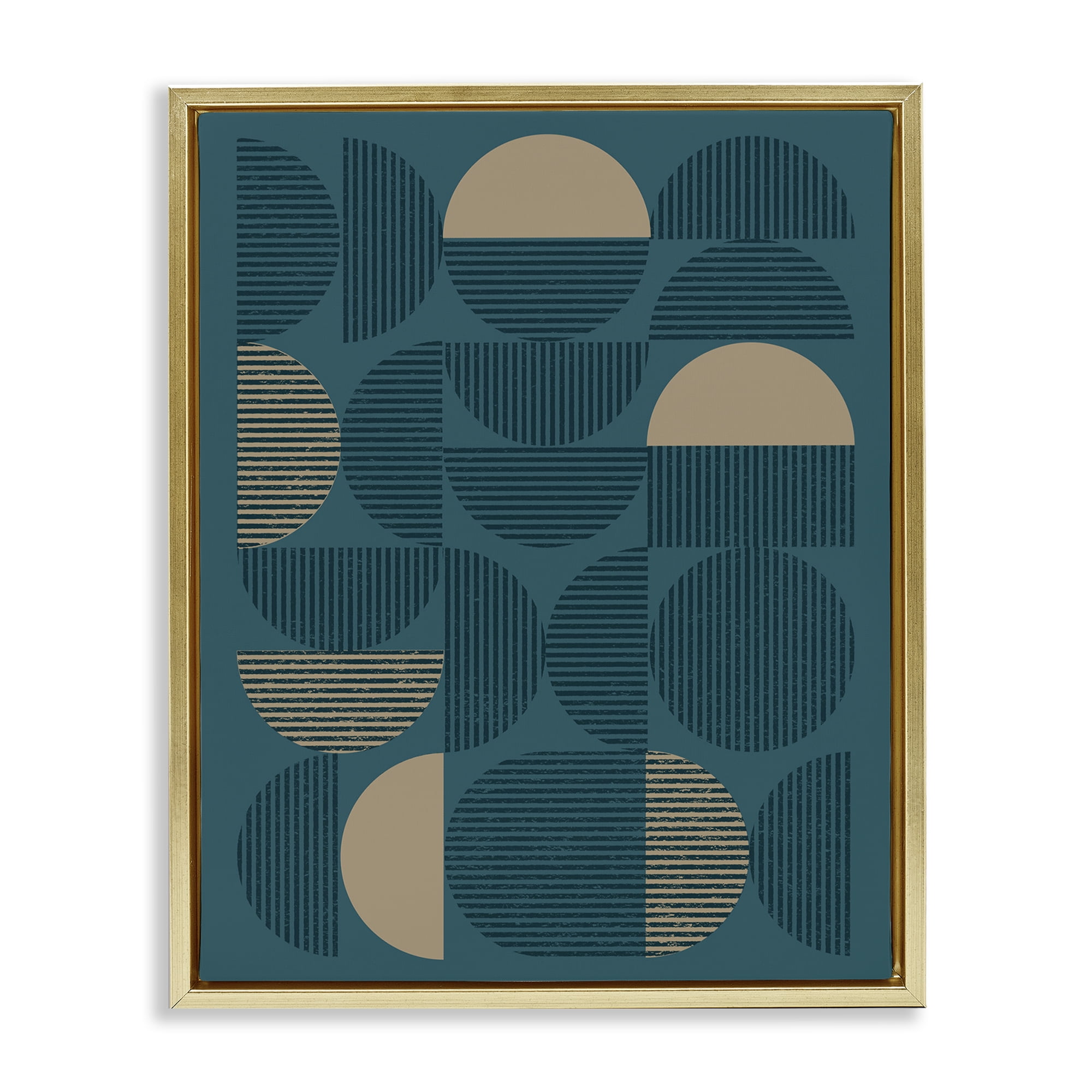 Stupell Industries Deco Arches Blue & Beige Abstract Painting Gold ...