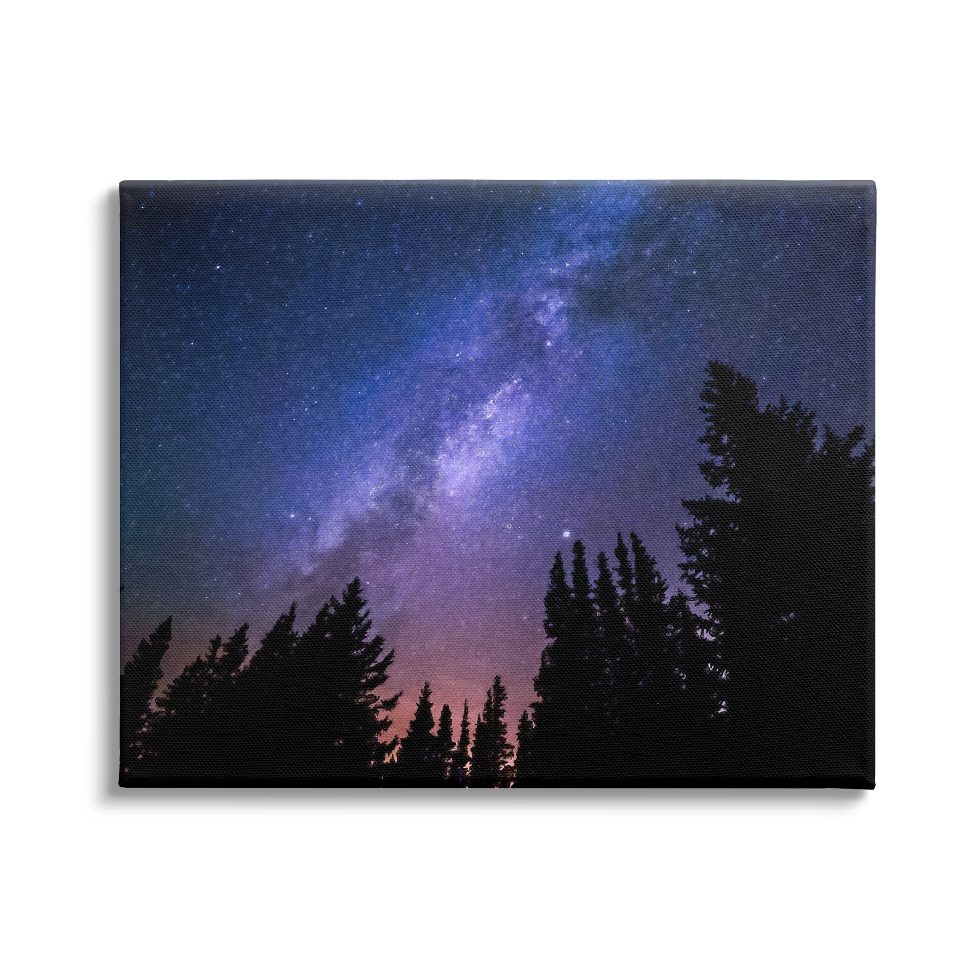 Stupell Industries Deep Blue & Purple Galaxy Sky Stars Woodlands Border ...