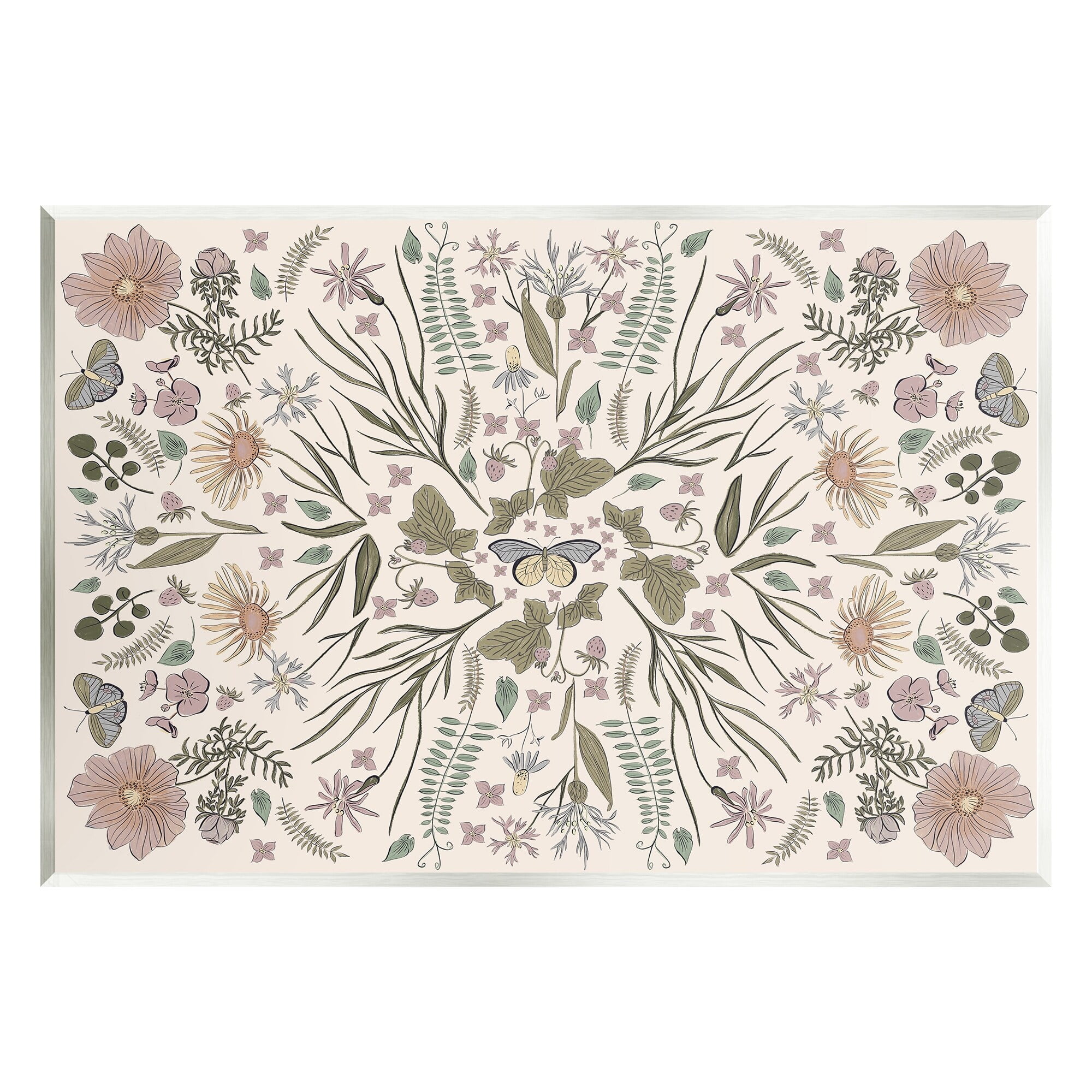 Stupell Industries Delicate Botanical Pattern Intricate Butterfly ...