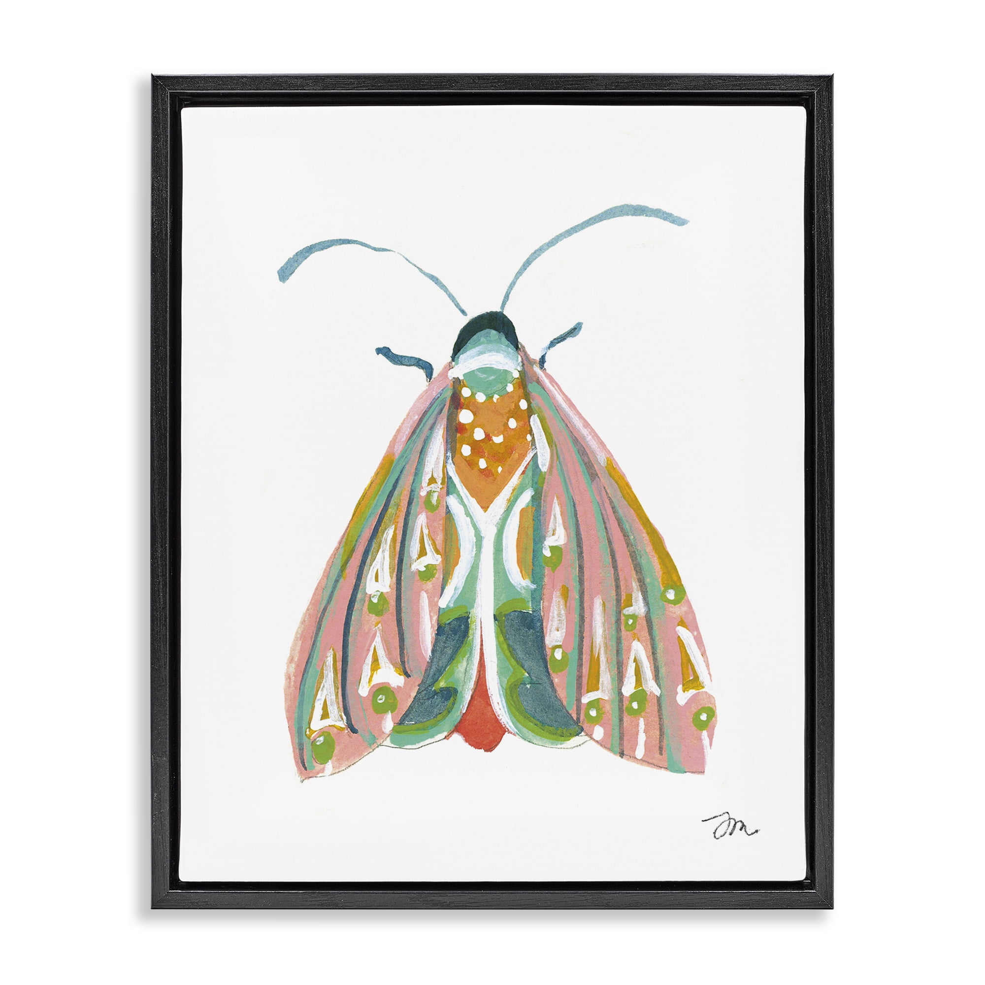 Stupell Industries Delicate Insect on White Insects Painting Black ...