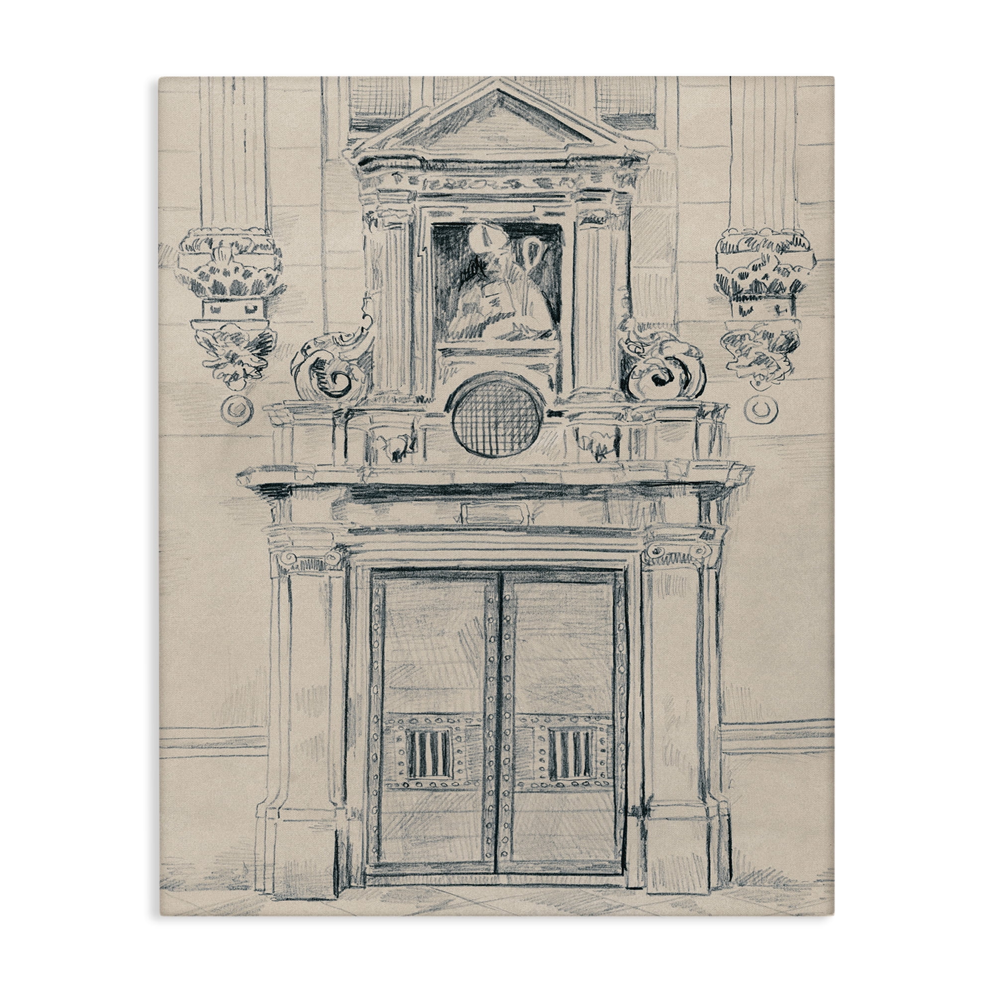 Stupell Industries Detailed Architecture Door Town & City Drawing ...