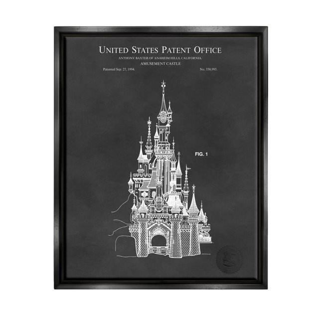Stupell Industries Detailed Castle Diagram Chart Graphic Art Jet Black ...