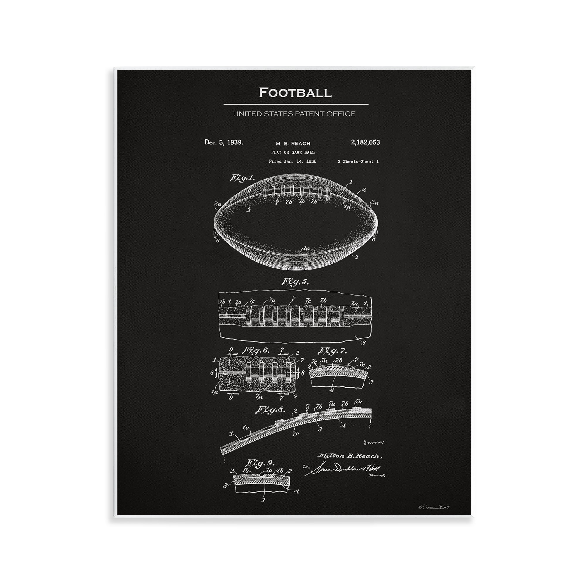 Stupell Industries Detailed Football Blueprint Sports Painting Unframed ...