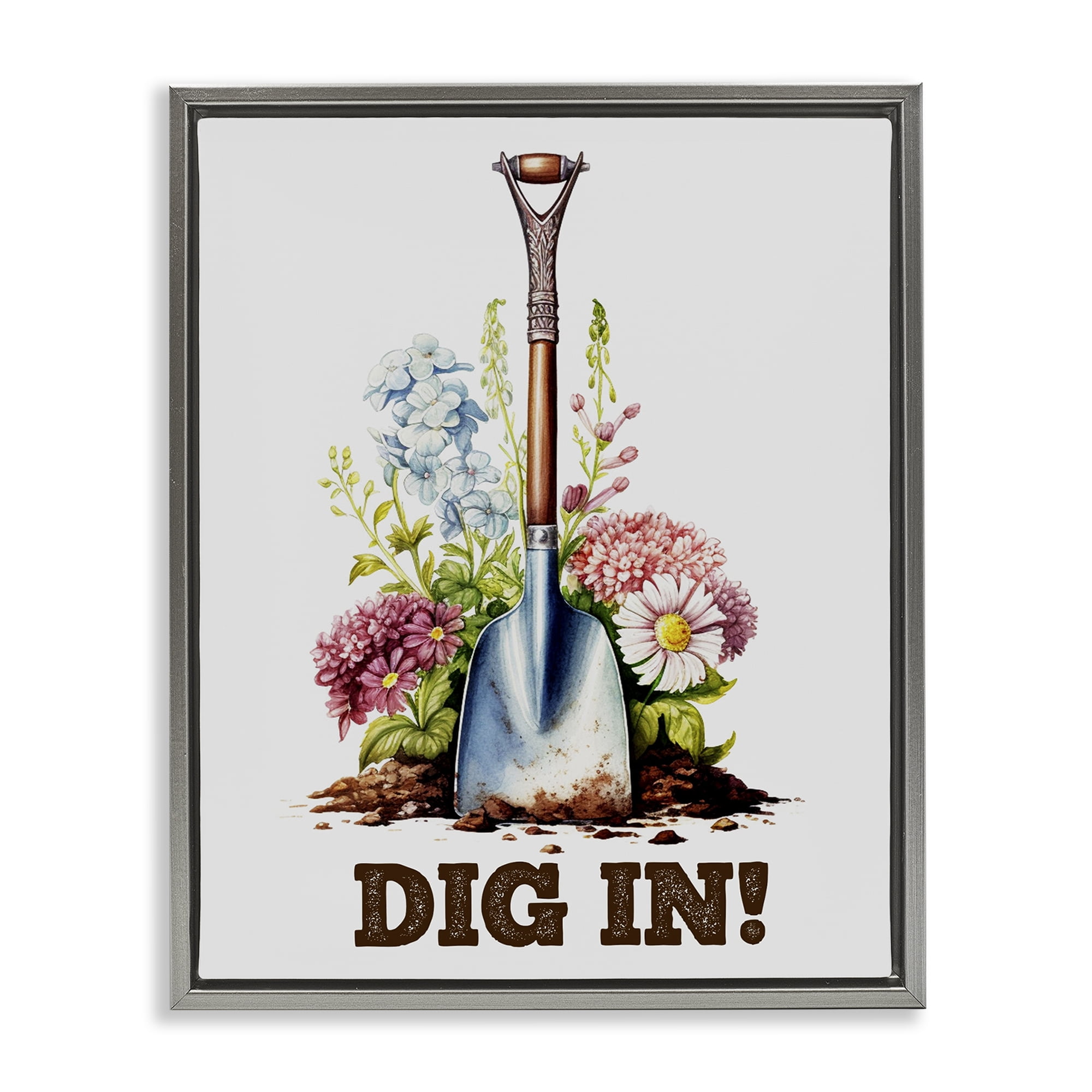 Stupell Industries Dig In Gardening Phrase Plants & Flowers Painting ...