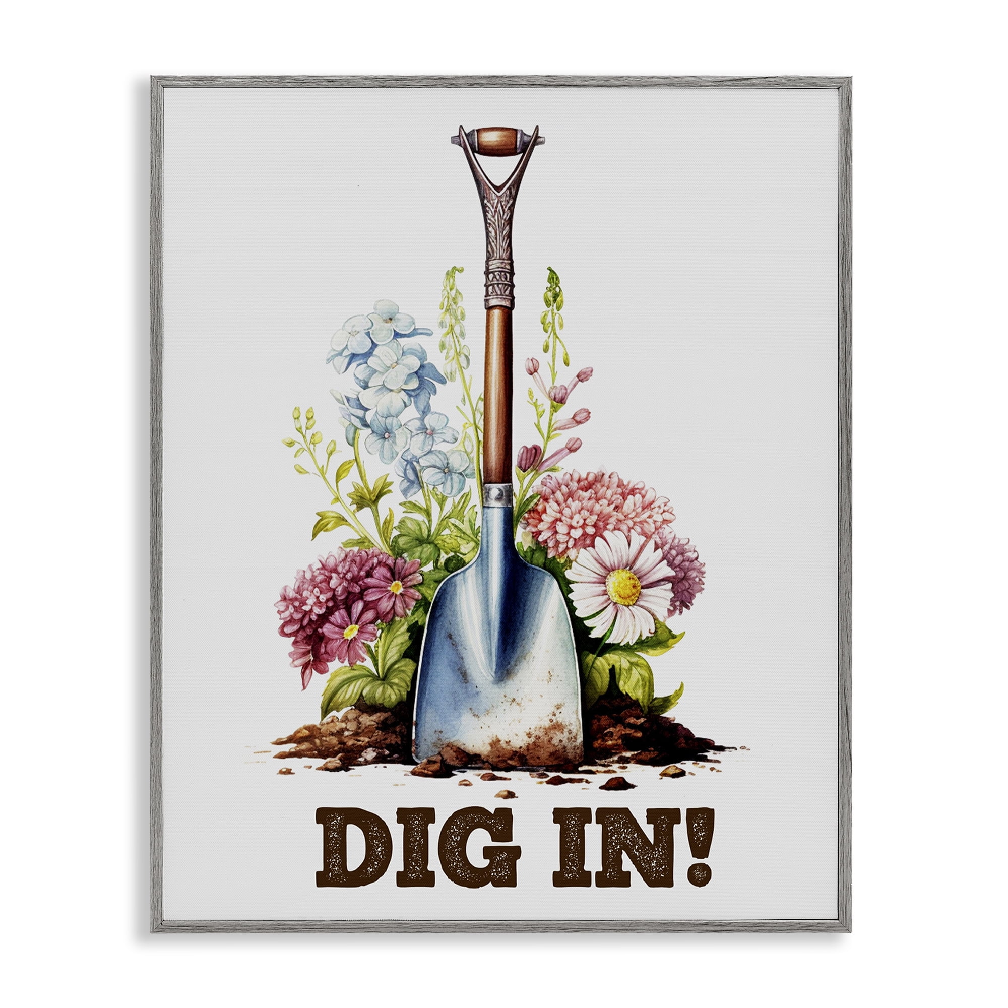 Stupell Industries Dig In Gardening Phrase Plants & Flowers Painting ...