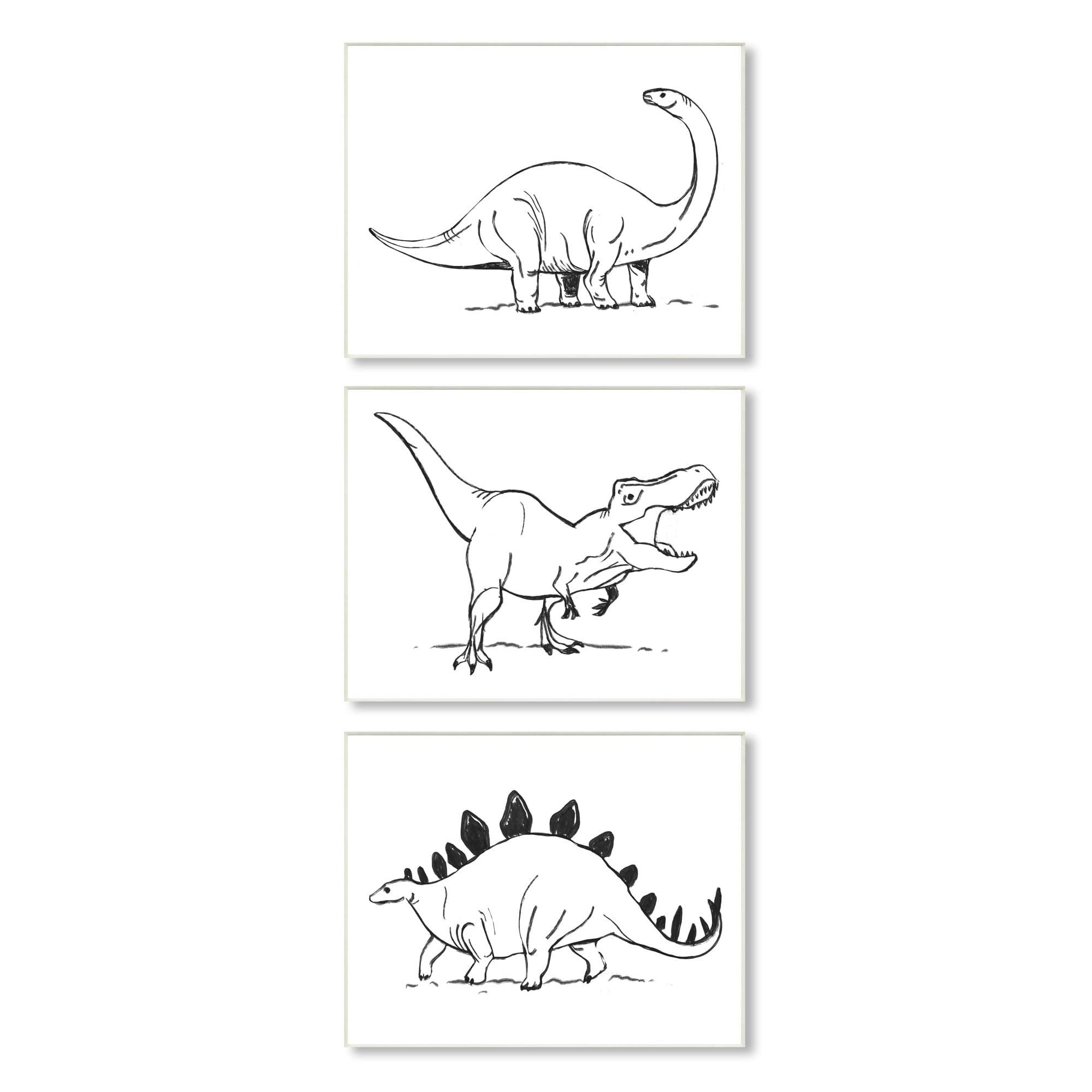 Stupell Industries Dinosaurs Marching Line Drawing Minimal Black White ...