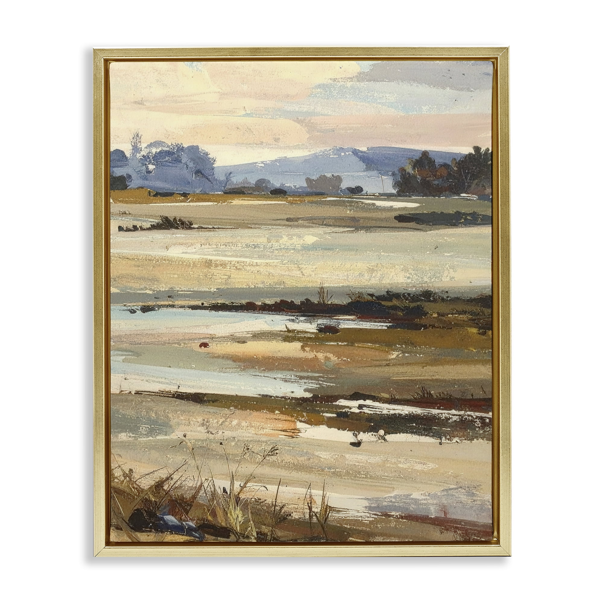 Stupell Industries Distant Horizon Portrayal Gold Framed Floater Canvas ...