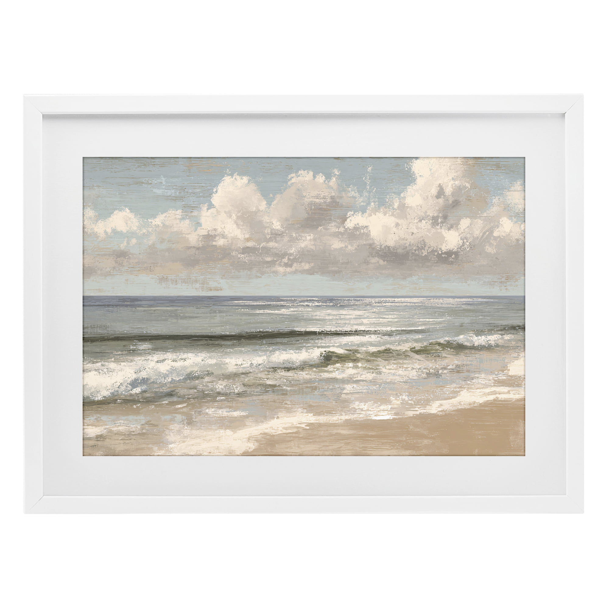Stupell Industries Distressed Beach Horizon White Framed Print Under ...