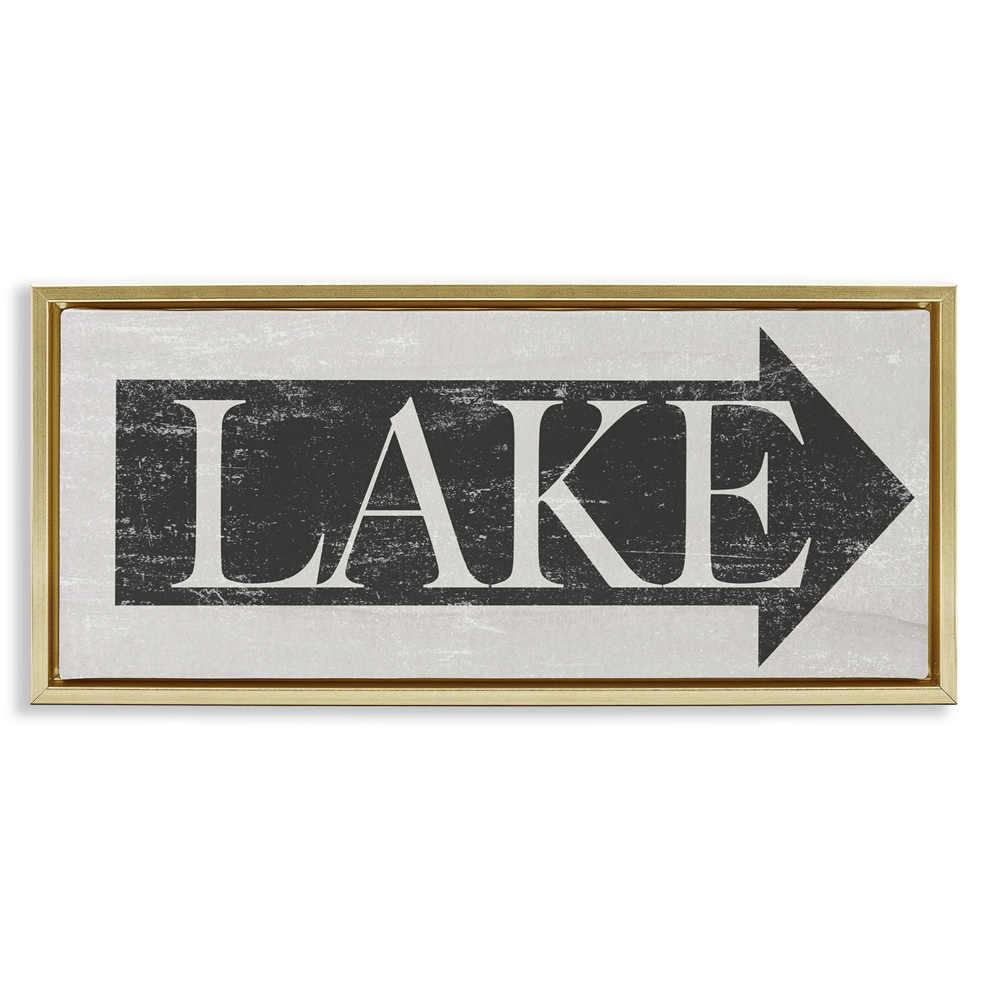 Stupell Industries Distressed Lake Arrow Sign Nature Painting Gold ...
