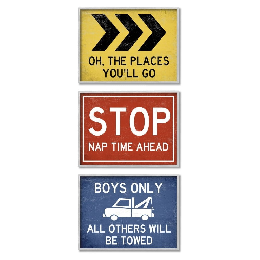 Stupell Industries Distressed Street Signs Boy's Room Transportation ...