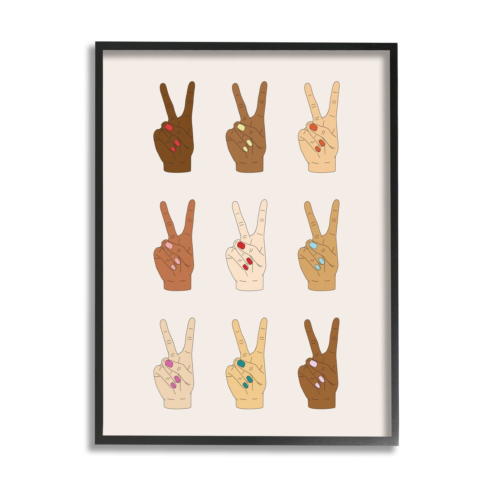 Stupell Industries Diversity Inclusion Hand Peace Sign Painted Nails,24 ...