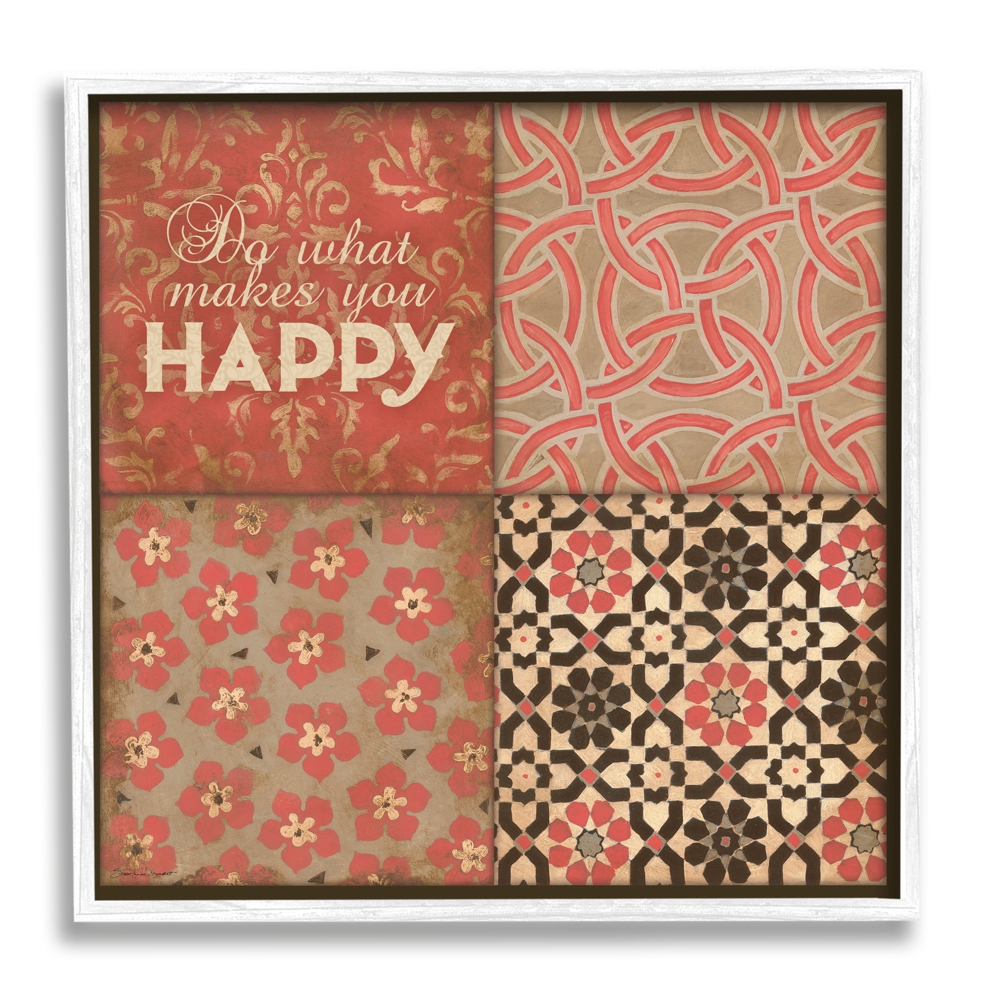 Stupell Industries Do What Makes You Happy Vintage Red Patterns, 24 x ...