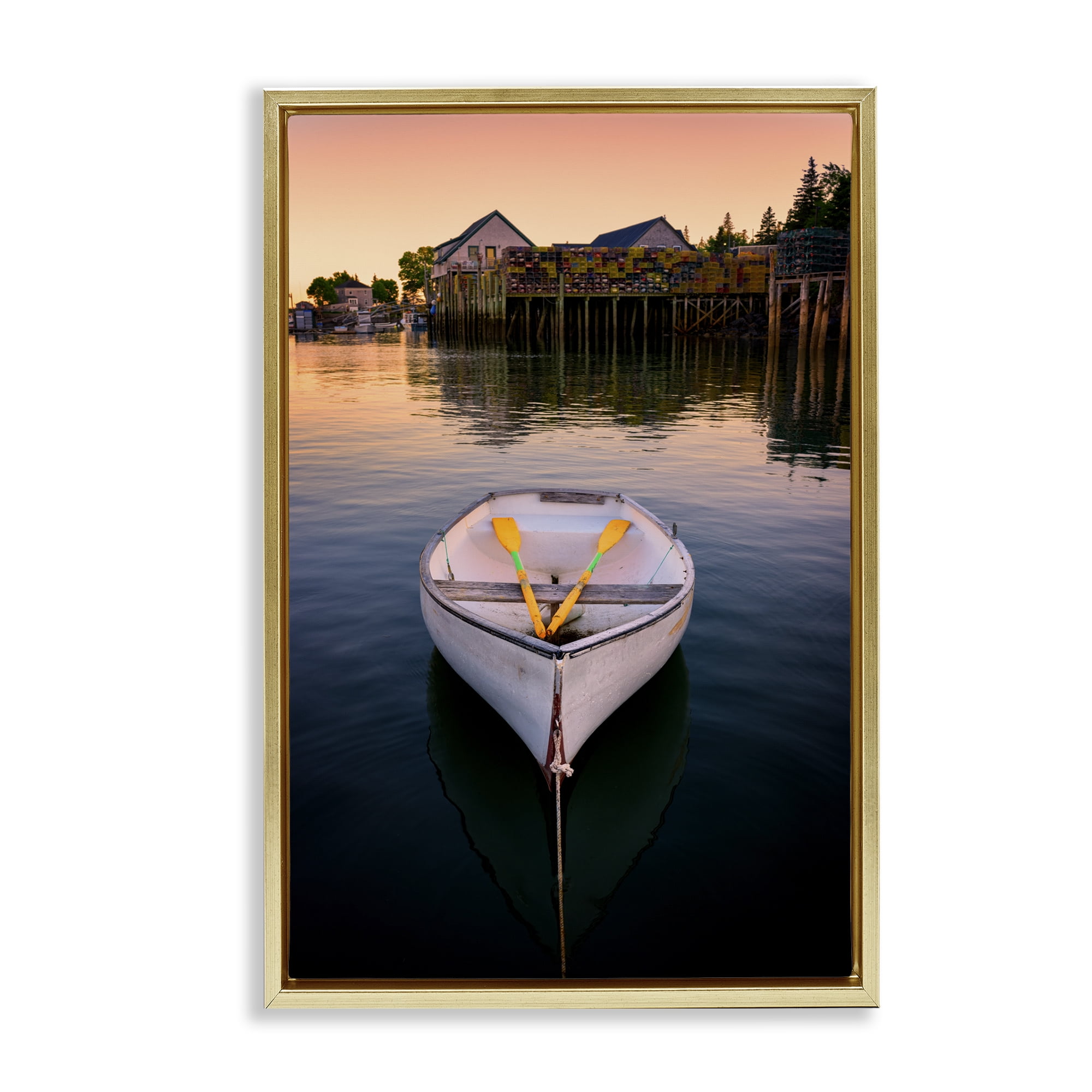 Stupell Industries Docked Rowboat with Oars Transportation Photography ...