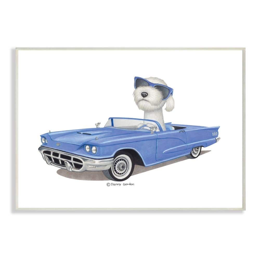 Stupell Industries Dog with Sunglasses in Blue Convertible Family Pet ...