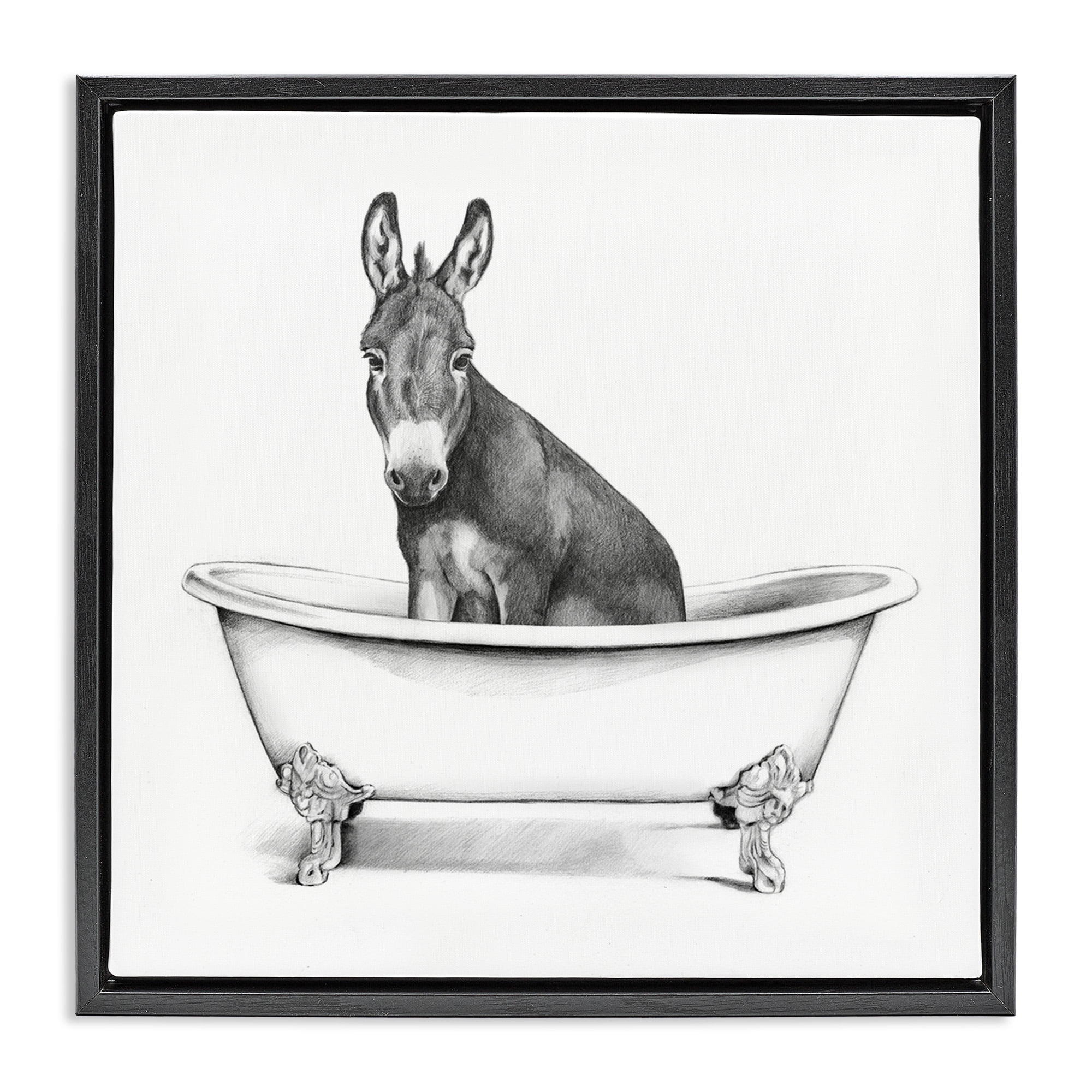Free Shipping! Stupell Industries Donkey in Bathtub Sketch Animals ...