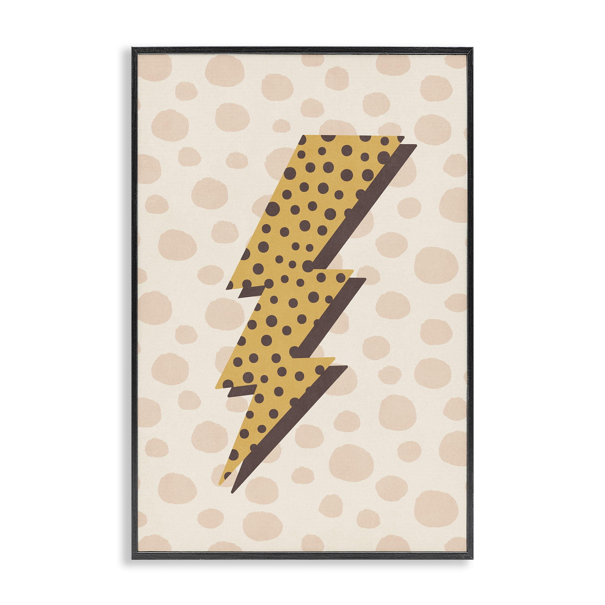 Stupell Industries Dotted Lightning Bolt Abstract Painting Black Framed ...