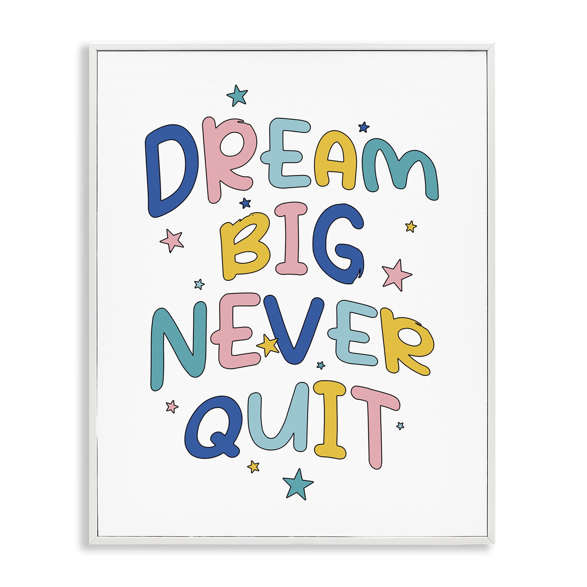 Stupell Industries Dream Big Never Quit Text & Numbers Painting White ...