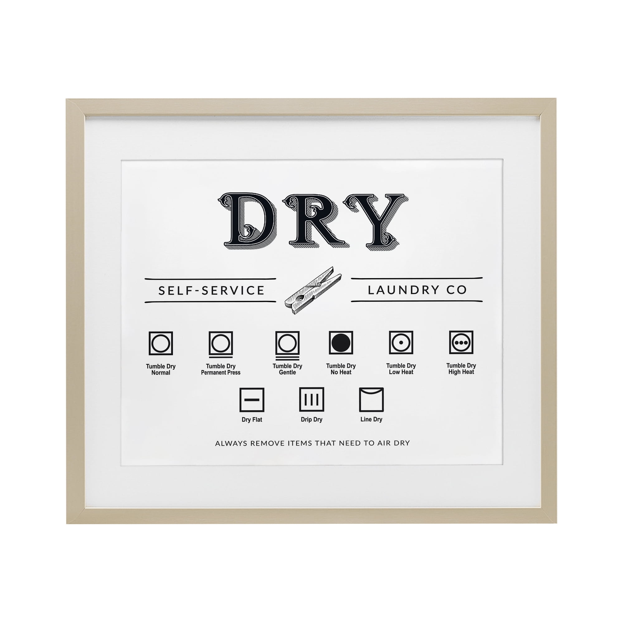 Stupell Industries Dry Cycle Instructions Chart Birch Framed Print ...