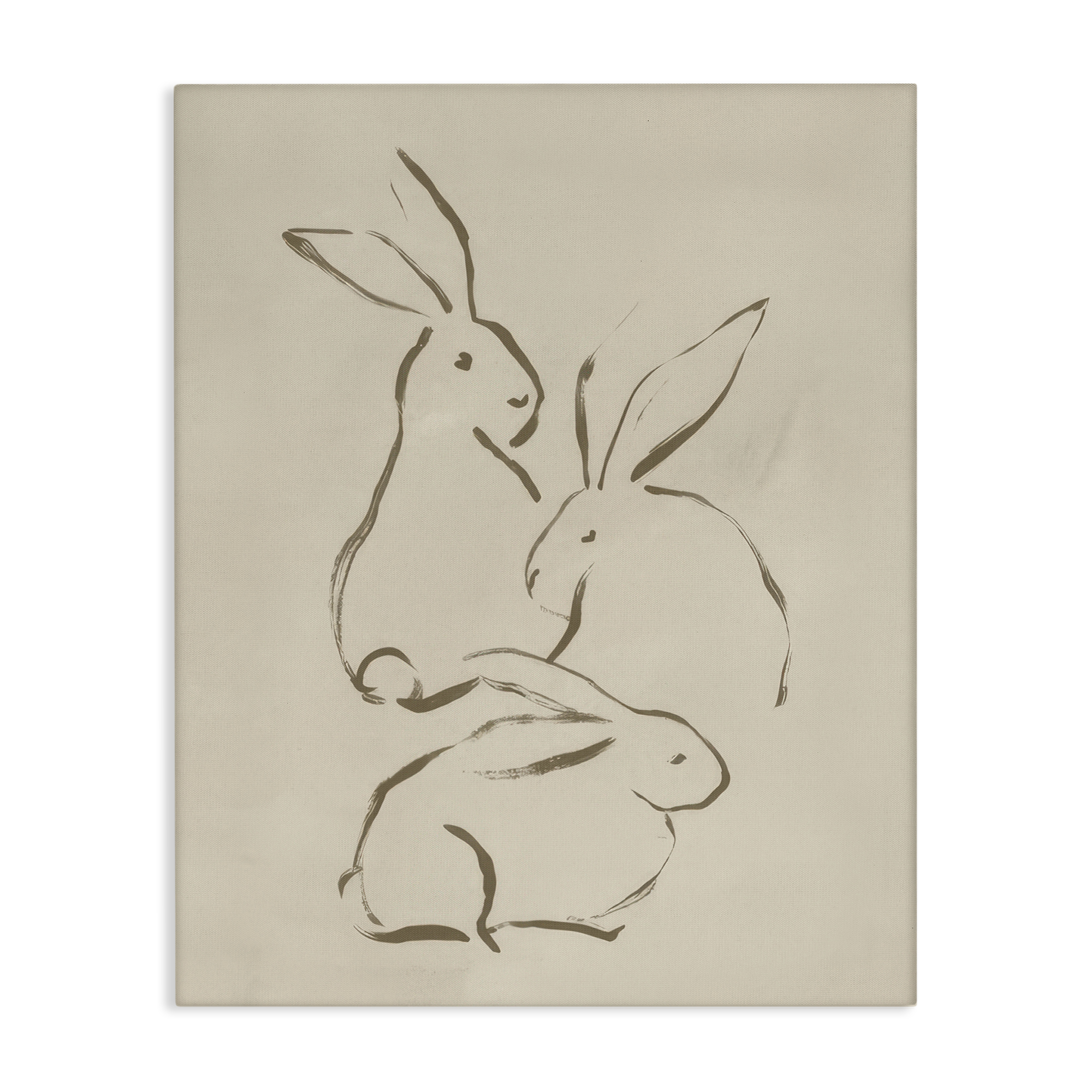 Stupell Industries Earthtone Bunny Sketch Animals Drawing Wrapped ...